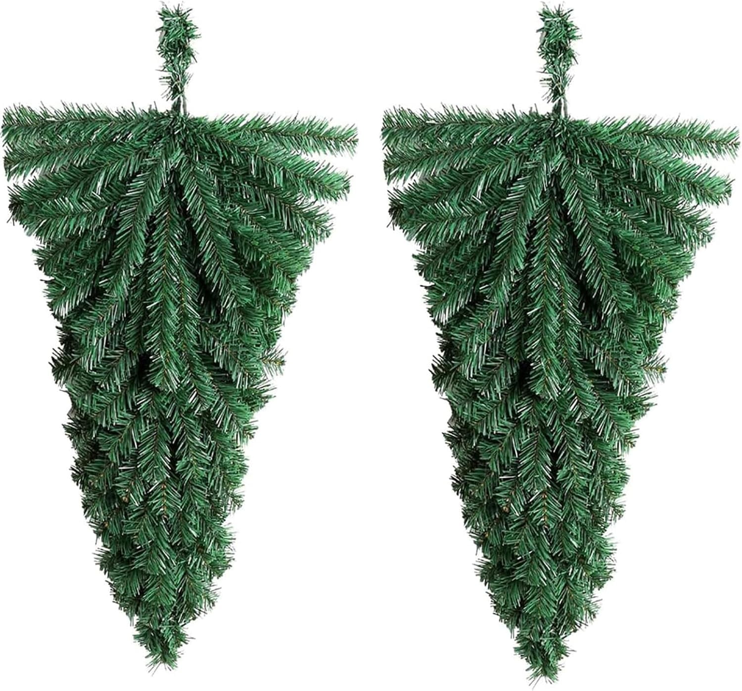 MKKAS 2Pcs Christmas Swags, 18" Green Pine Teardrop Artificial ...