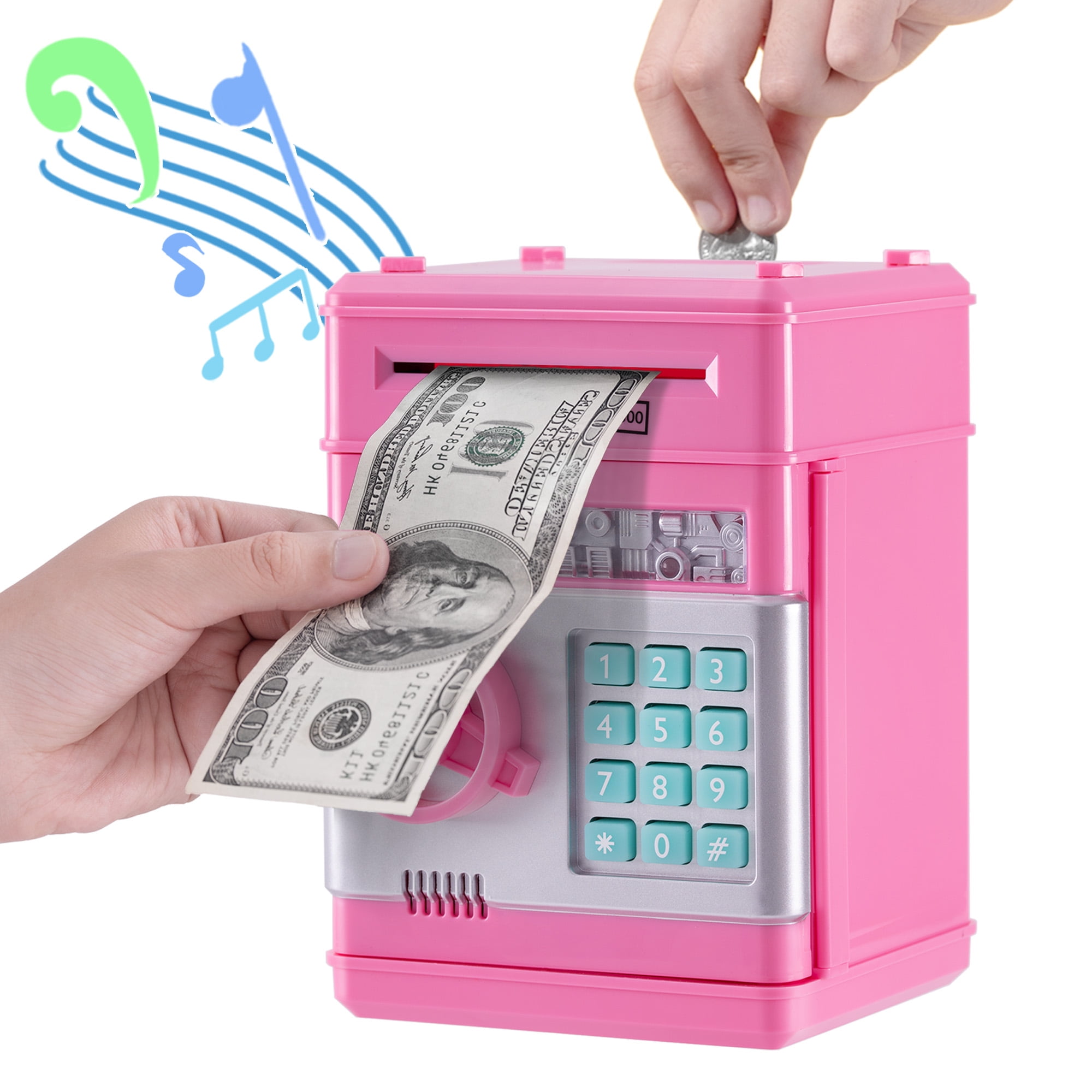 MKLZ ATM Style Piggy Bank with Slot, Digital Electronic Password, Money ...