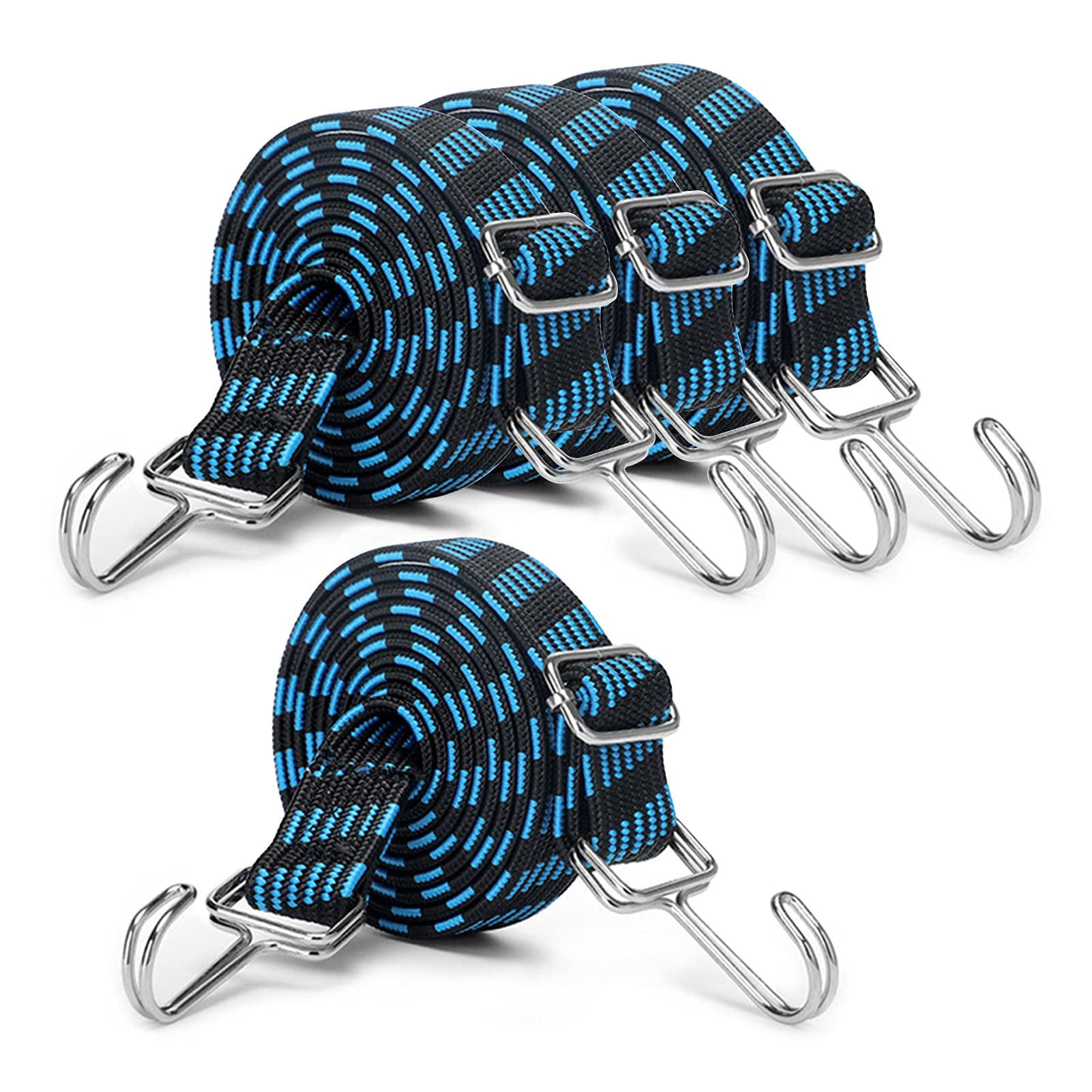 "MKLZ Adjustable Bungee Cords with Strong Rubber, Flat Ends Hooks, Set ...