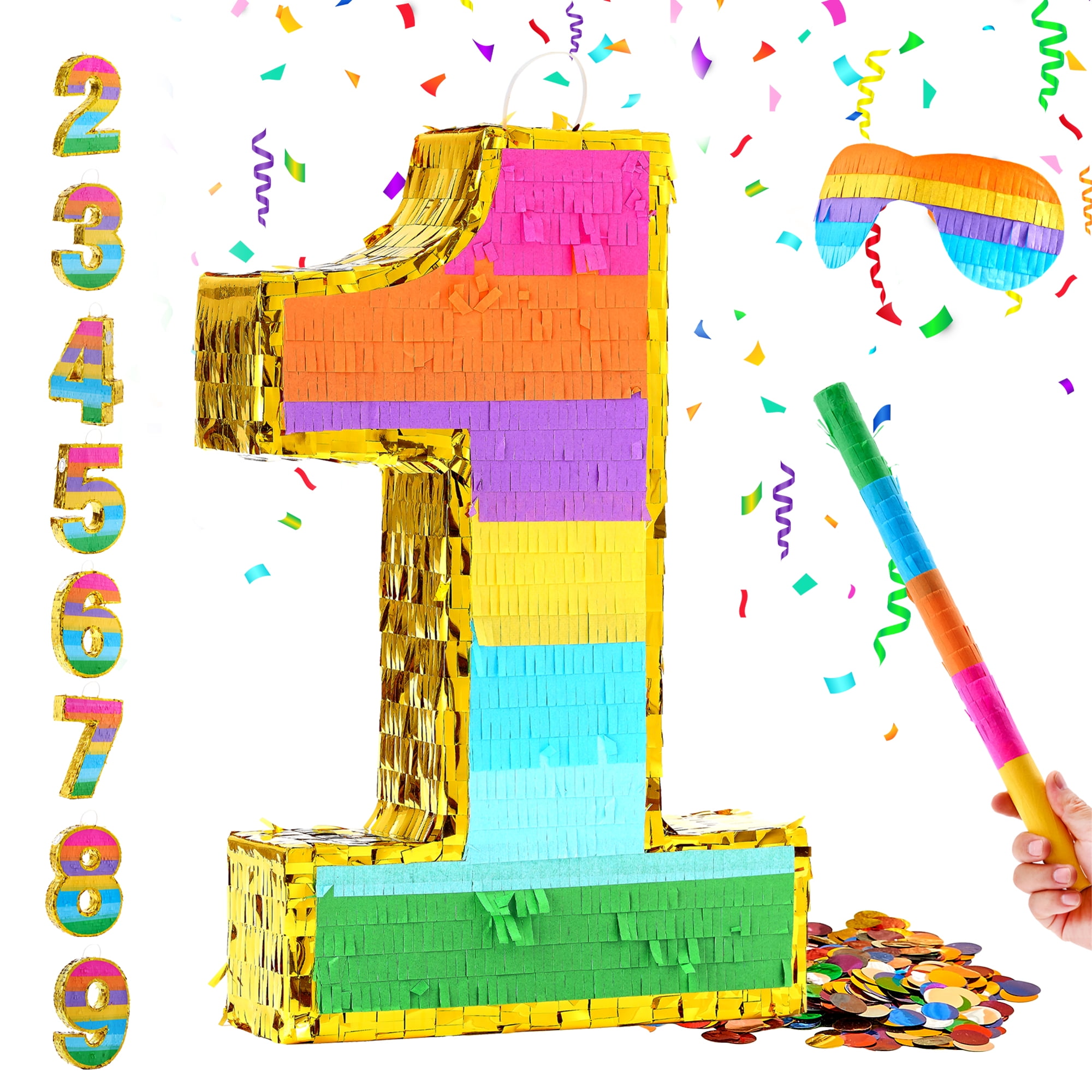 MKLZ Number 1 Pinata, Party Decoration with Blindfold, Stick and ...