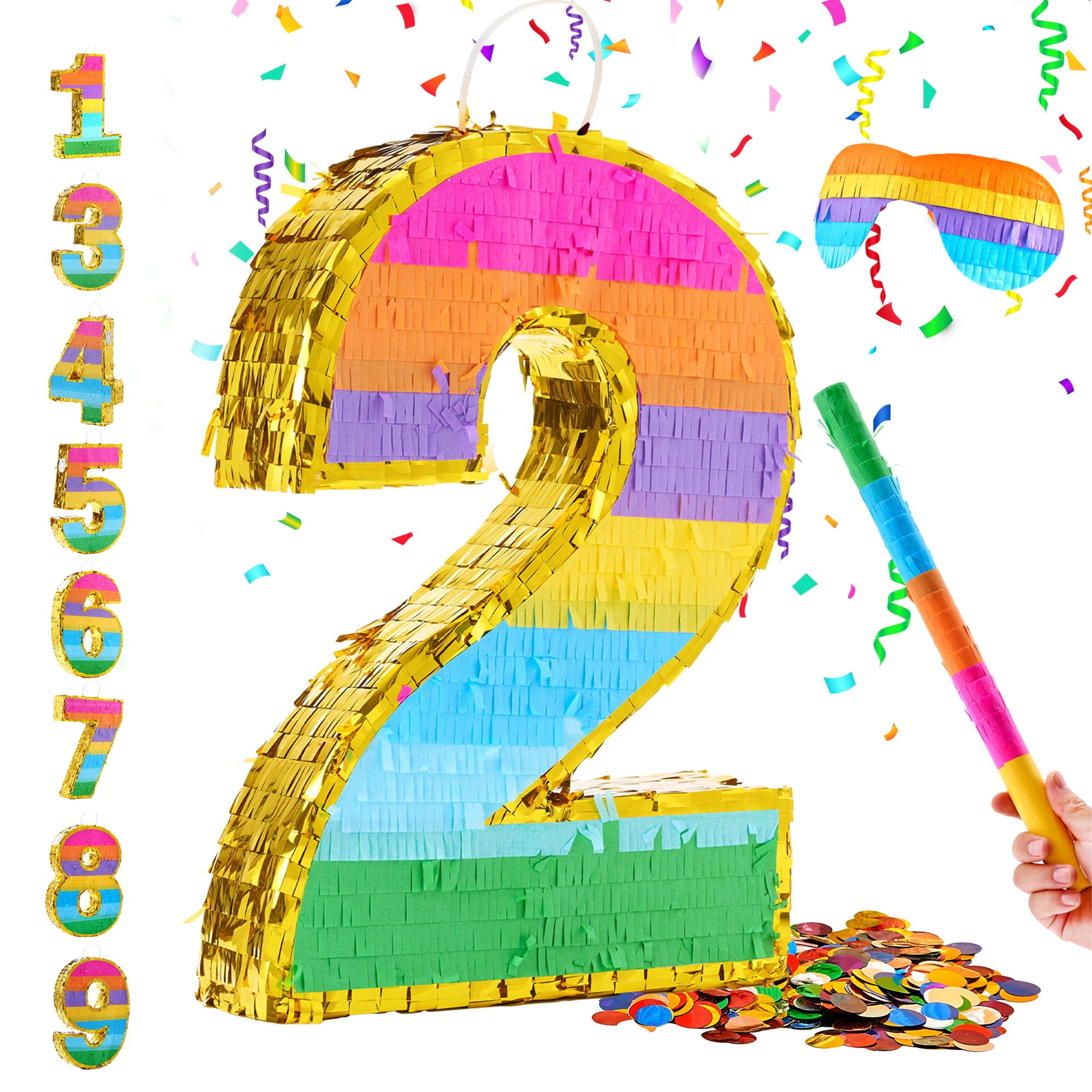 MKLZ Number 2 Pinata, Party Decoration with Blindfold, Stick and ...