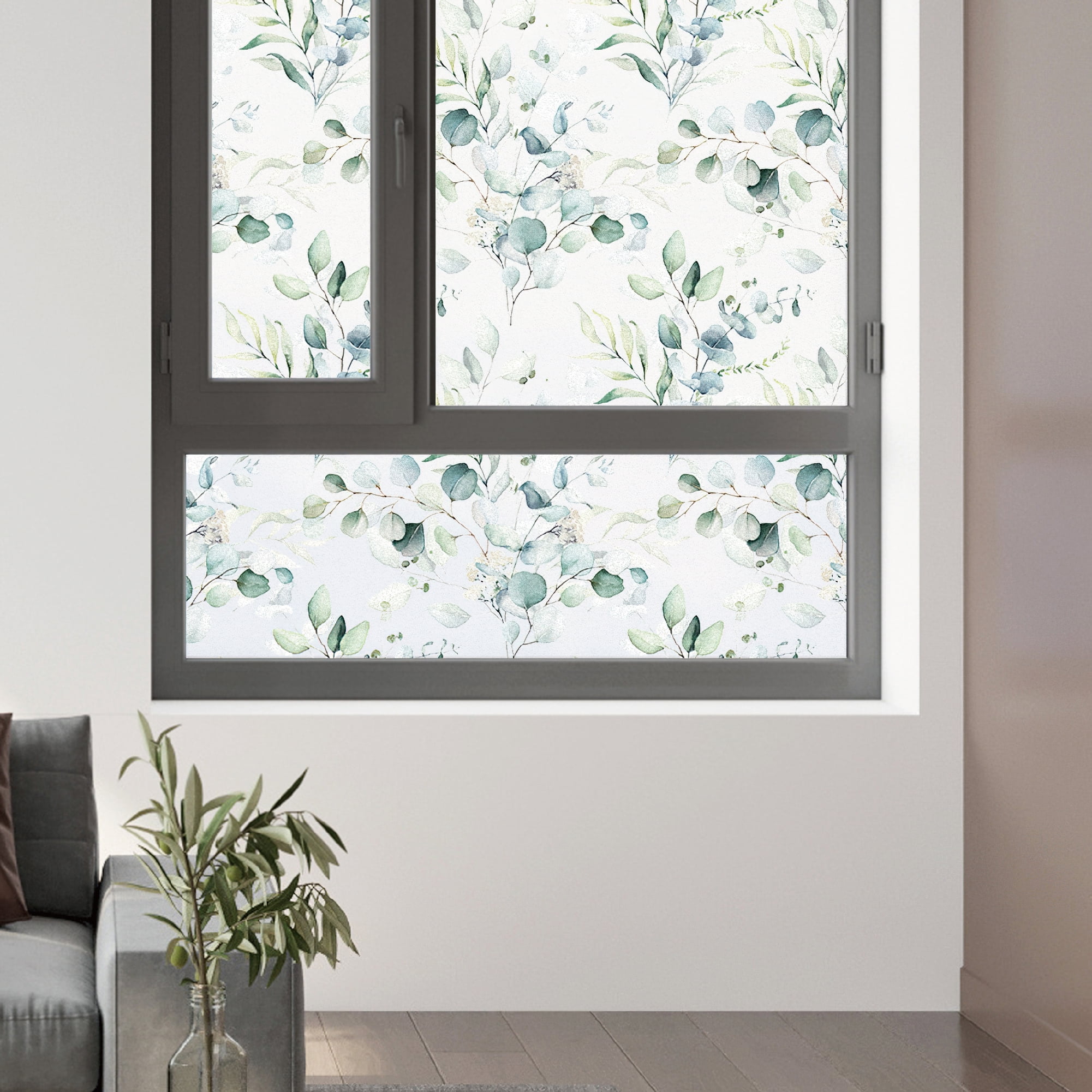 MKLZ Privacy Window Film, Eucalyptus Decorative Glass Static Cling Tint ...
