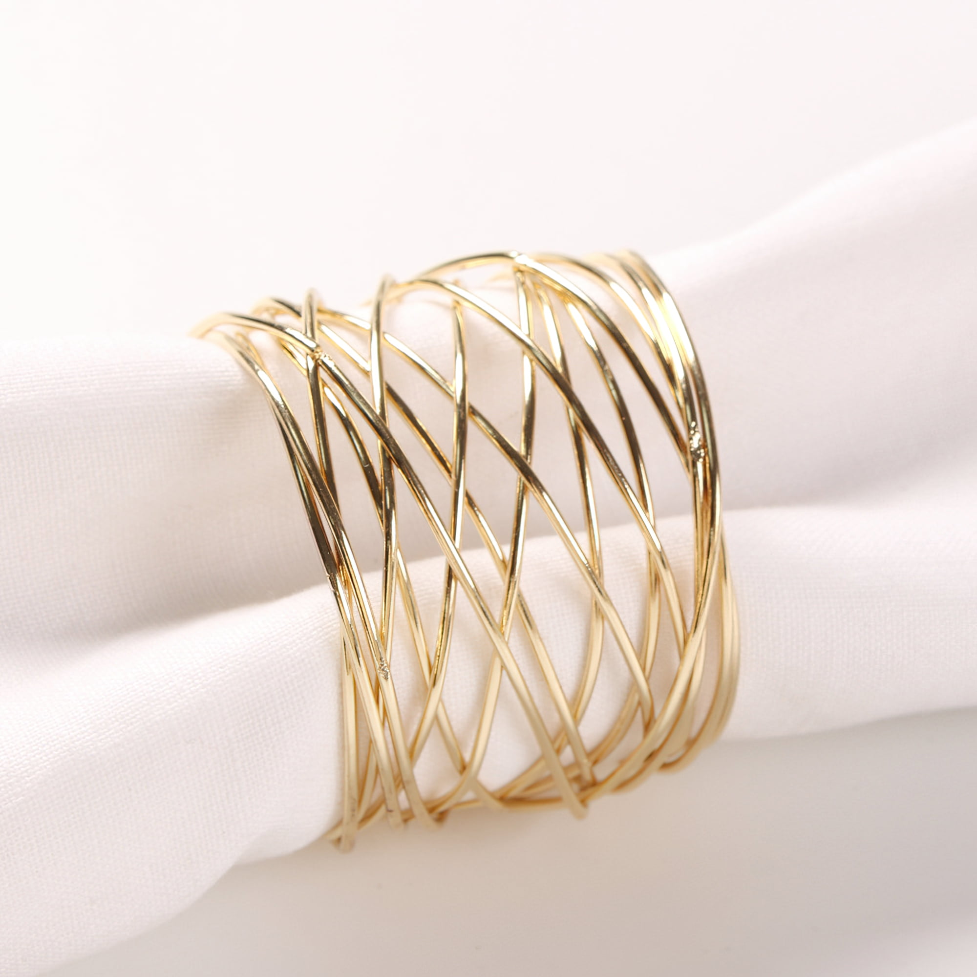 MKLZ Set of 12 Gold Wire Napkin Rings, Napkin Holders for Table Decor ...