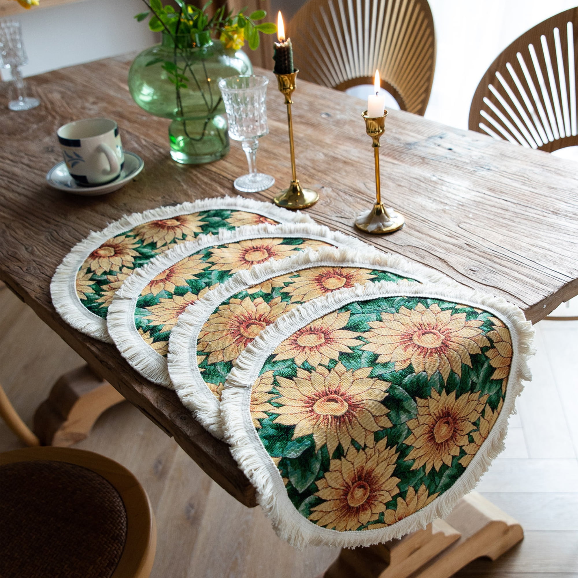 MKLZ Table Placemats Set of 4, Round Farmhouse Kitchen Dining Table ...