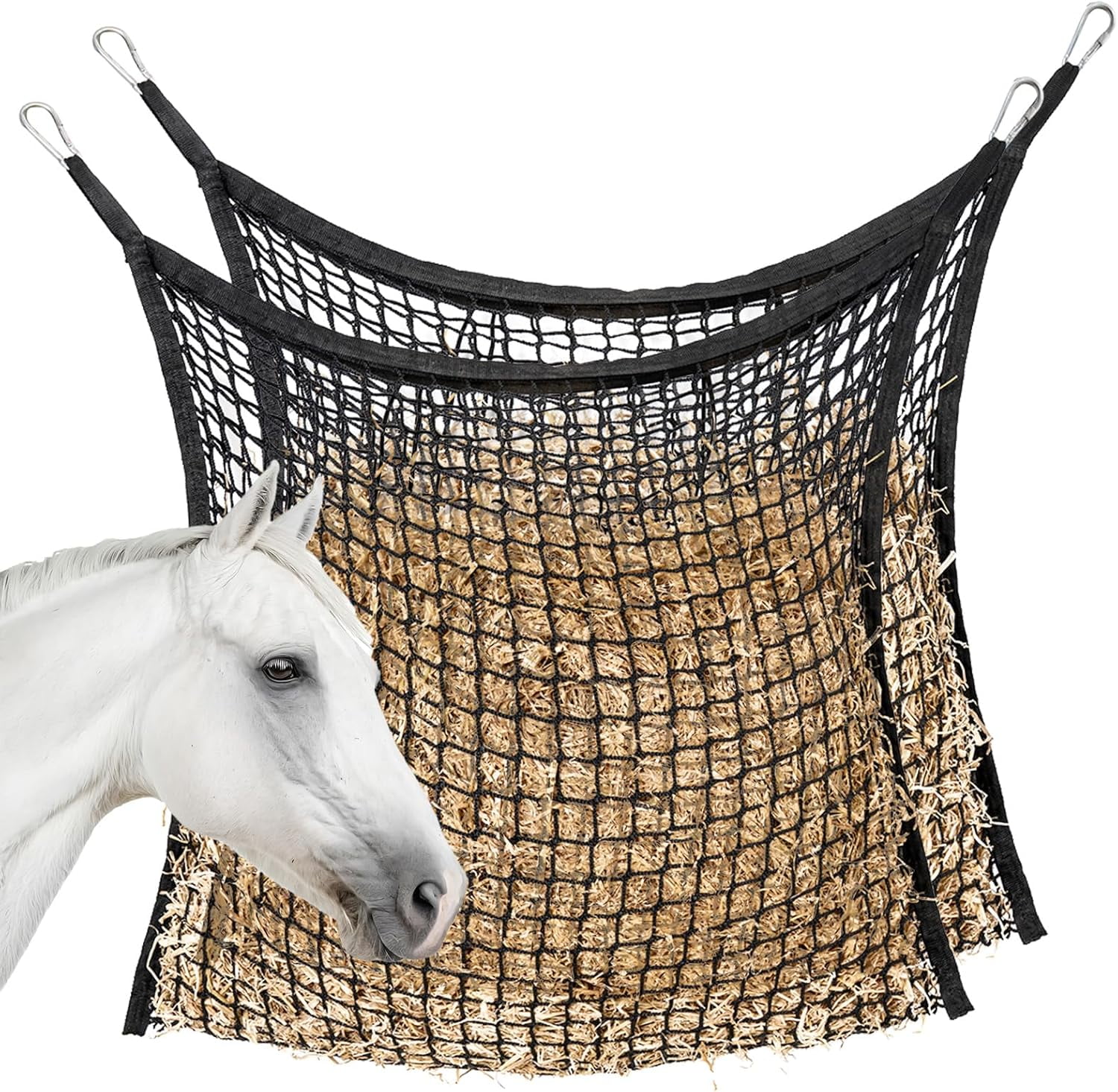 MKO SHUN 2 PCS Slow Feed Hay Net for Horses, Large Capacity Hay Bags ...