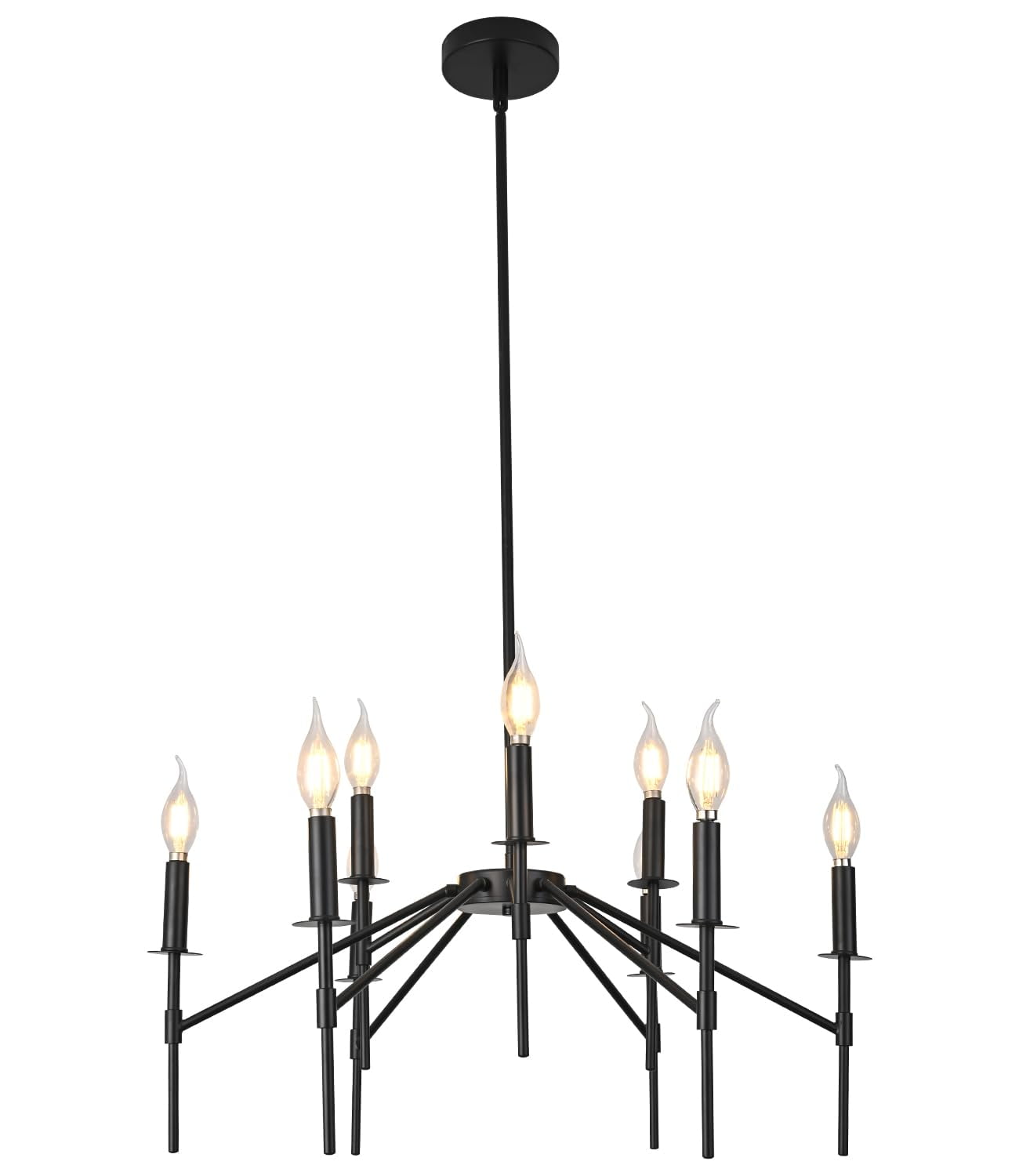 MKONOL 9-Light Black Chandeliers, Vintage Farmhouse Candle Chandelier for Dining Room, E12 Base ...