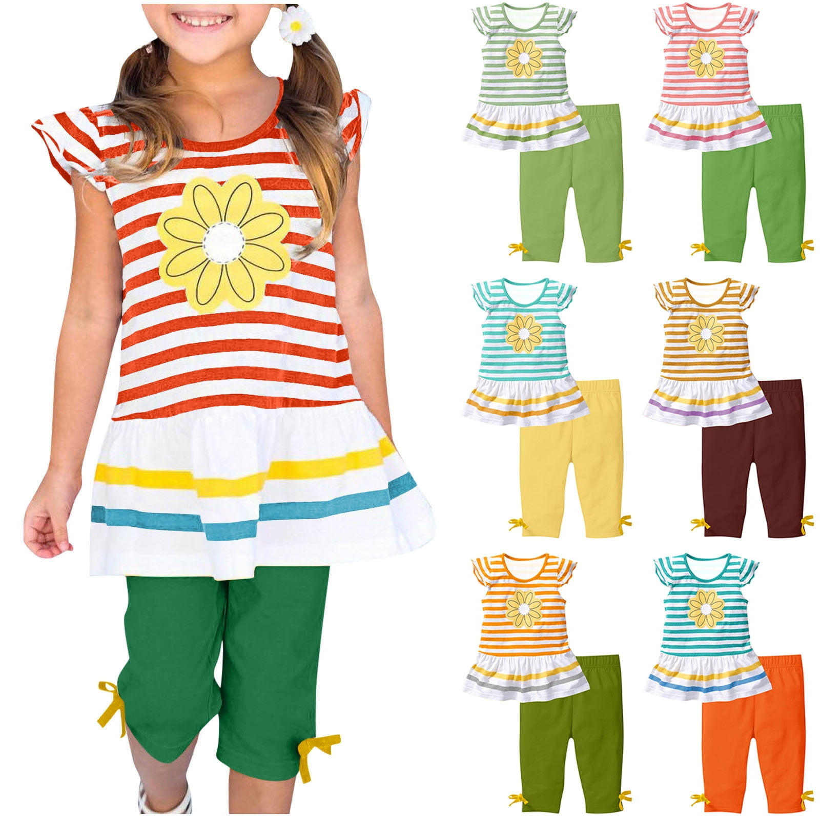 MKOSPLRT 1-10 Years Little Girl Cute Two Piece Sets Outfits Striped ...