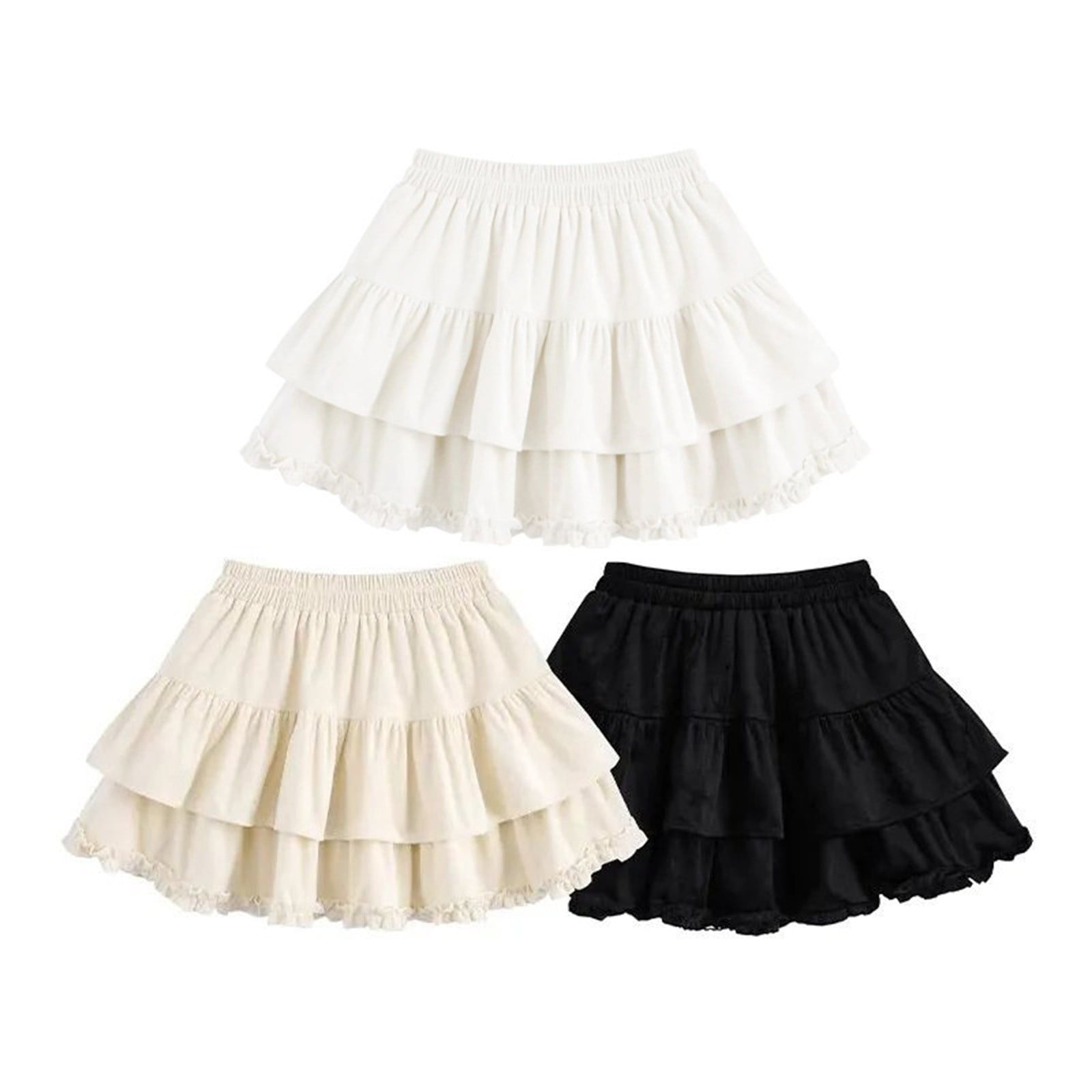 MKOSPLRT 1-9 Years Girl's Elastic High Waisted Ruffle Mini Skirt Casual ...