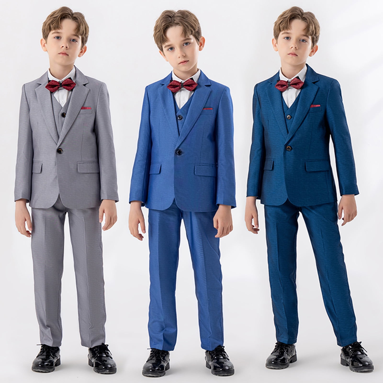 MKOSPLRT 12M-14Y Boys' 6-Piece Blazer Suit Set Jacket + Dress Shirt ...