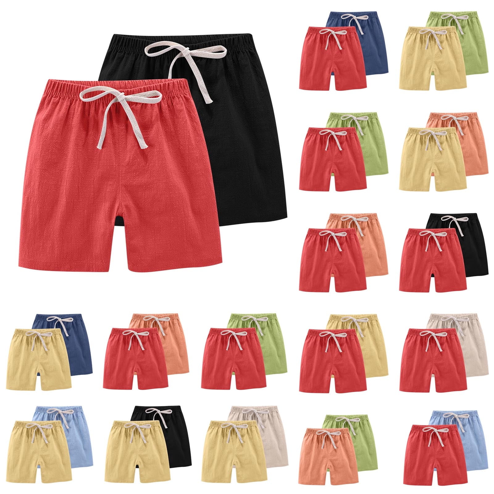 MKOSPLRT 2 Pack Girl's Shorts Summer Linen Shorts Elastic Waist ...