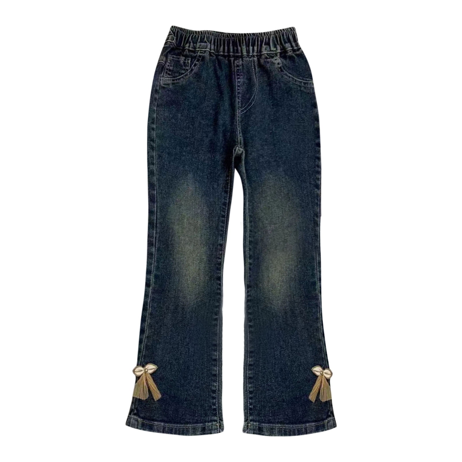 MKOSPLRT 8M-6Years Toddler Girl Flare Jeans High Waist Bow Flare Jeans ...
