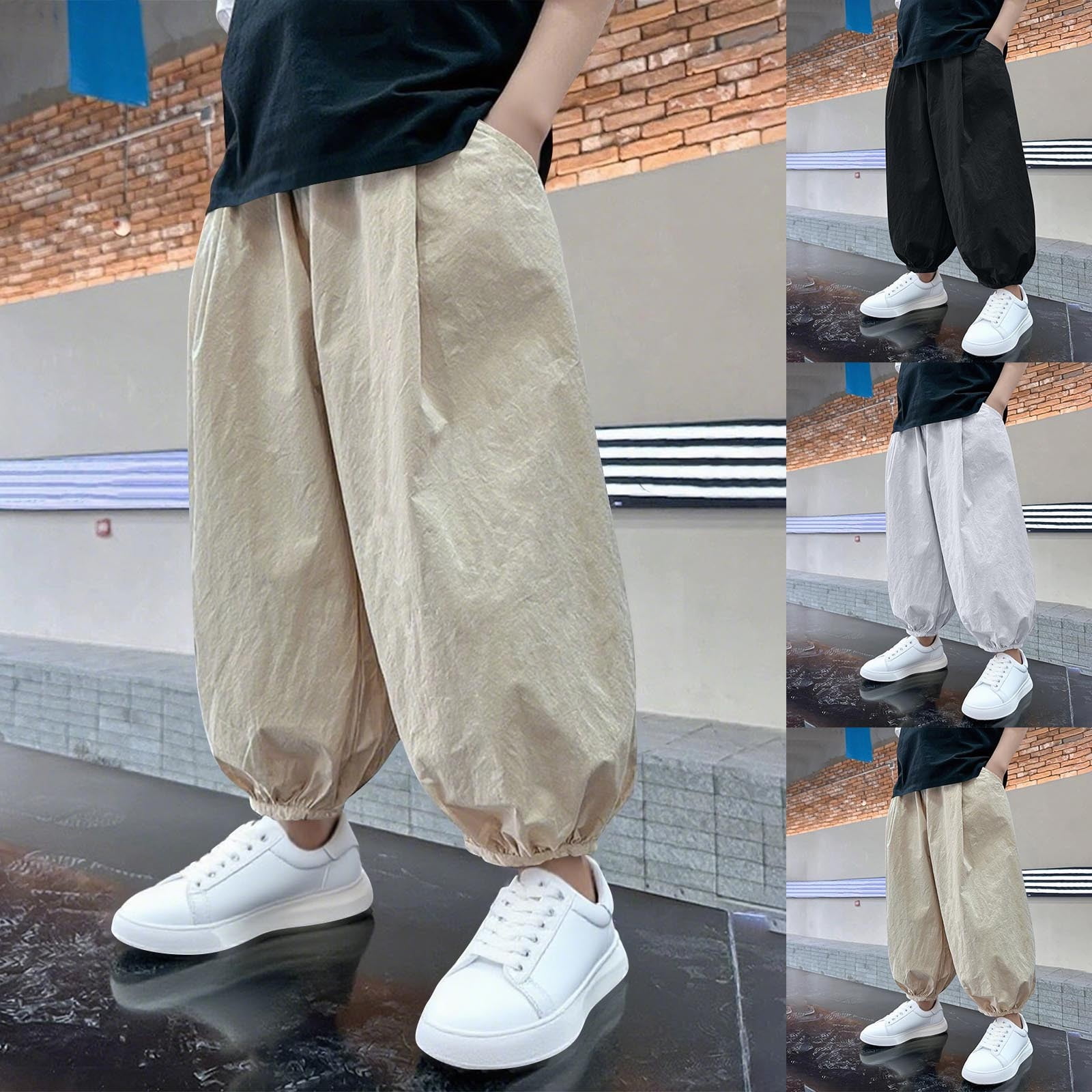 MKOSPLRT Bloomers Pants for Kids 3-15Y Baggy Cinch Bottom Lounge Pants ...