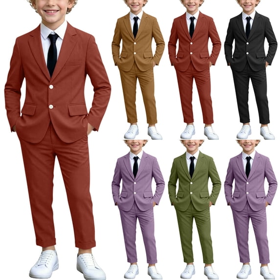 MKOSPLRT Boys School Uniform Suit Set 2 Pieces Long Sleeve Solid Blazer ...