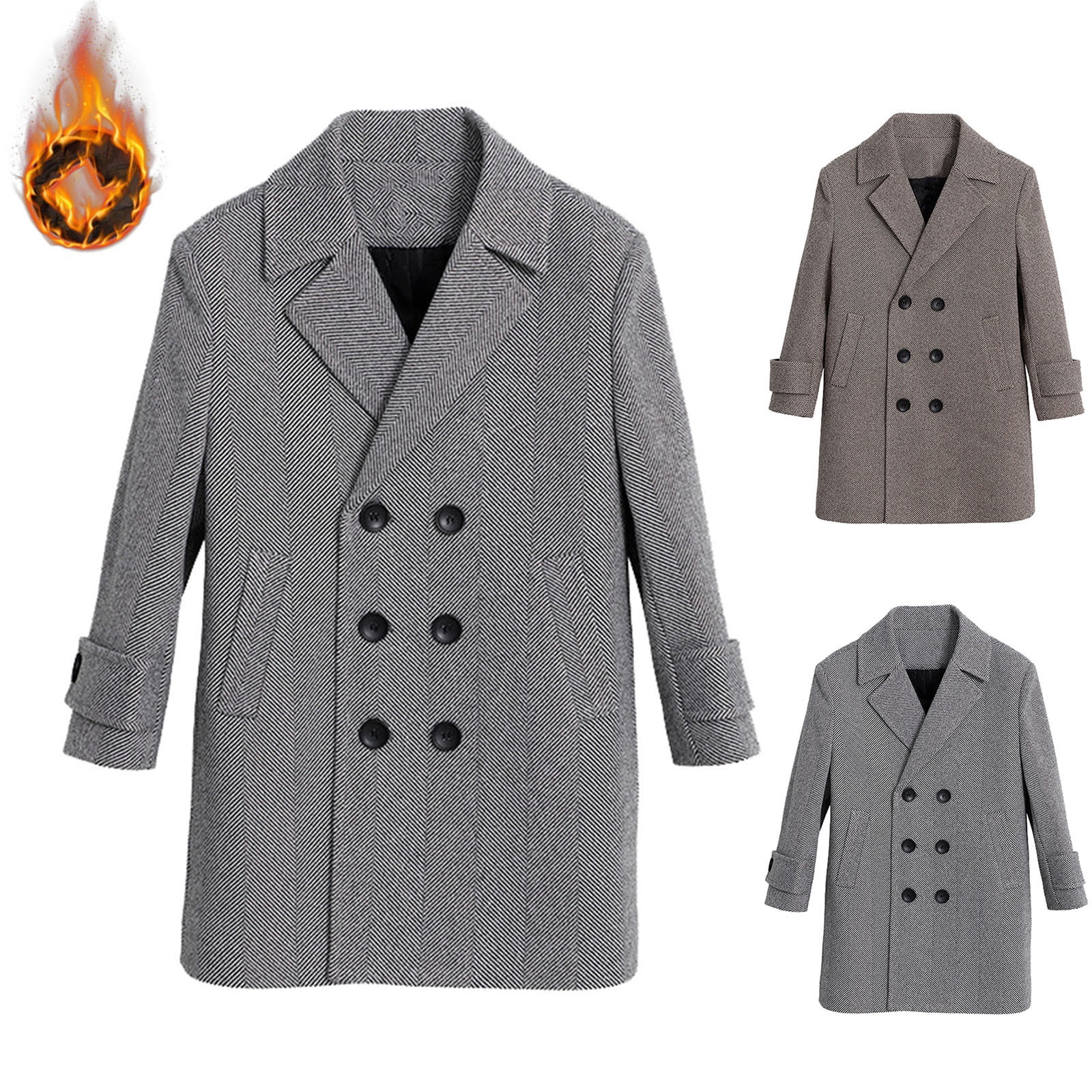 MKOSPLRT Boys Wool Blend Pea Coats 1-15Y Notch Collar Double Breasted ...