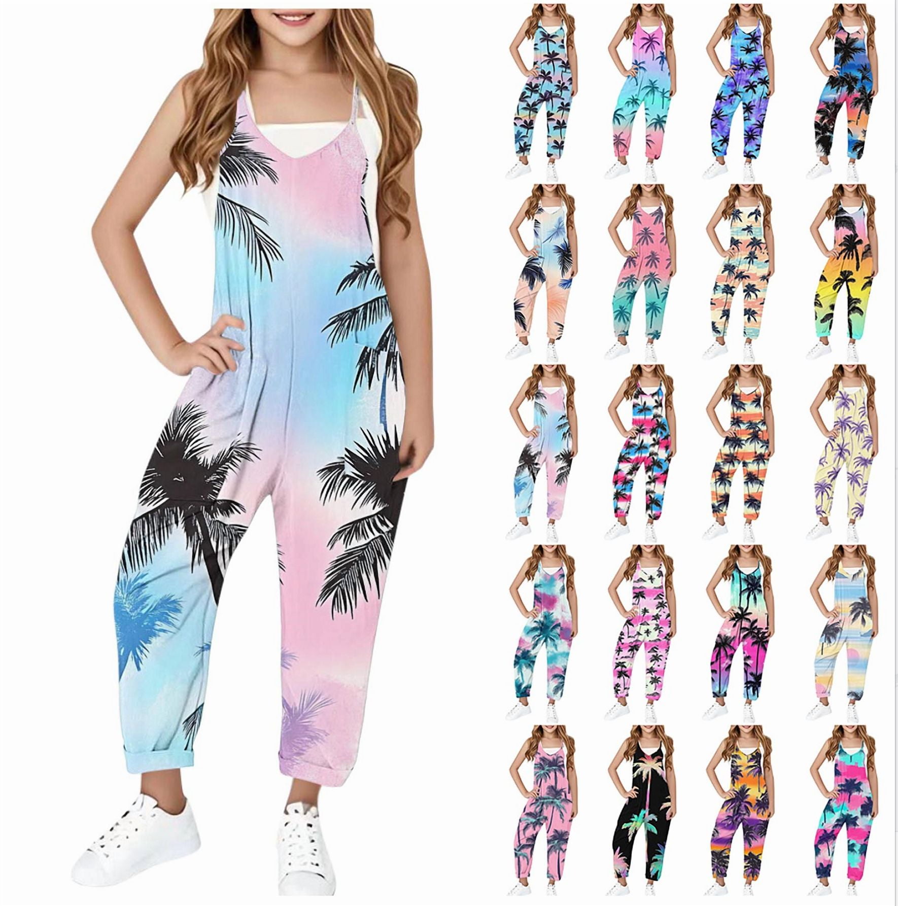 MKOSPLRT Children Girls Casual Jumpsuits Sleeveless Graphic Jumpsuits ...
