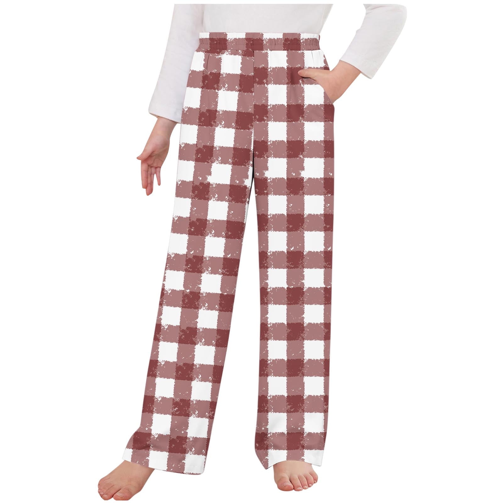 MKOSPLRT Color Block Plaid Pants Kid Toddler Girl Boy High Waist ...