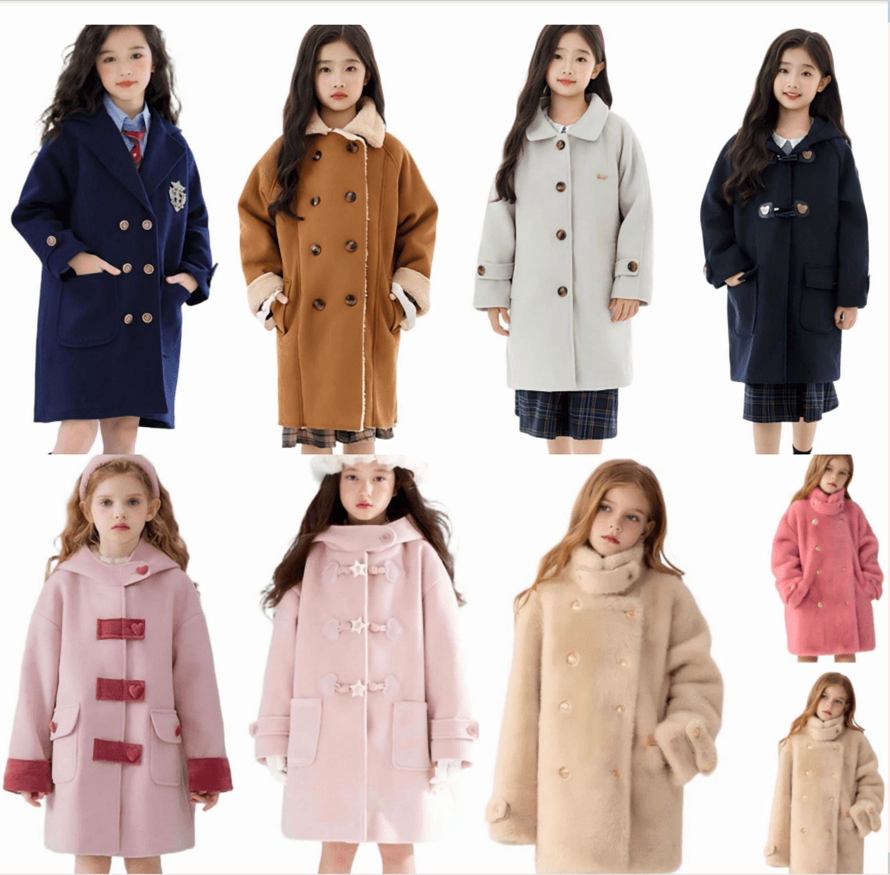 MKOSPLRT Girls Hooded Trench Coat Single-Button Wool Blend Dress Coat ...