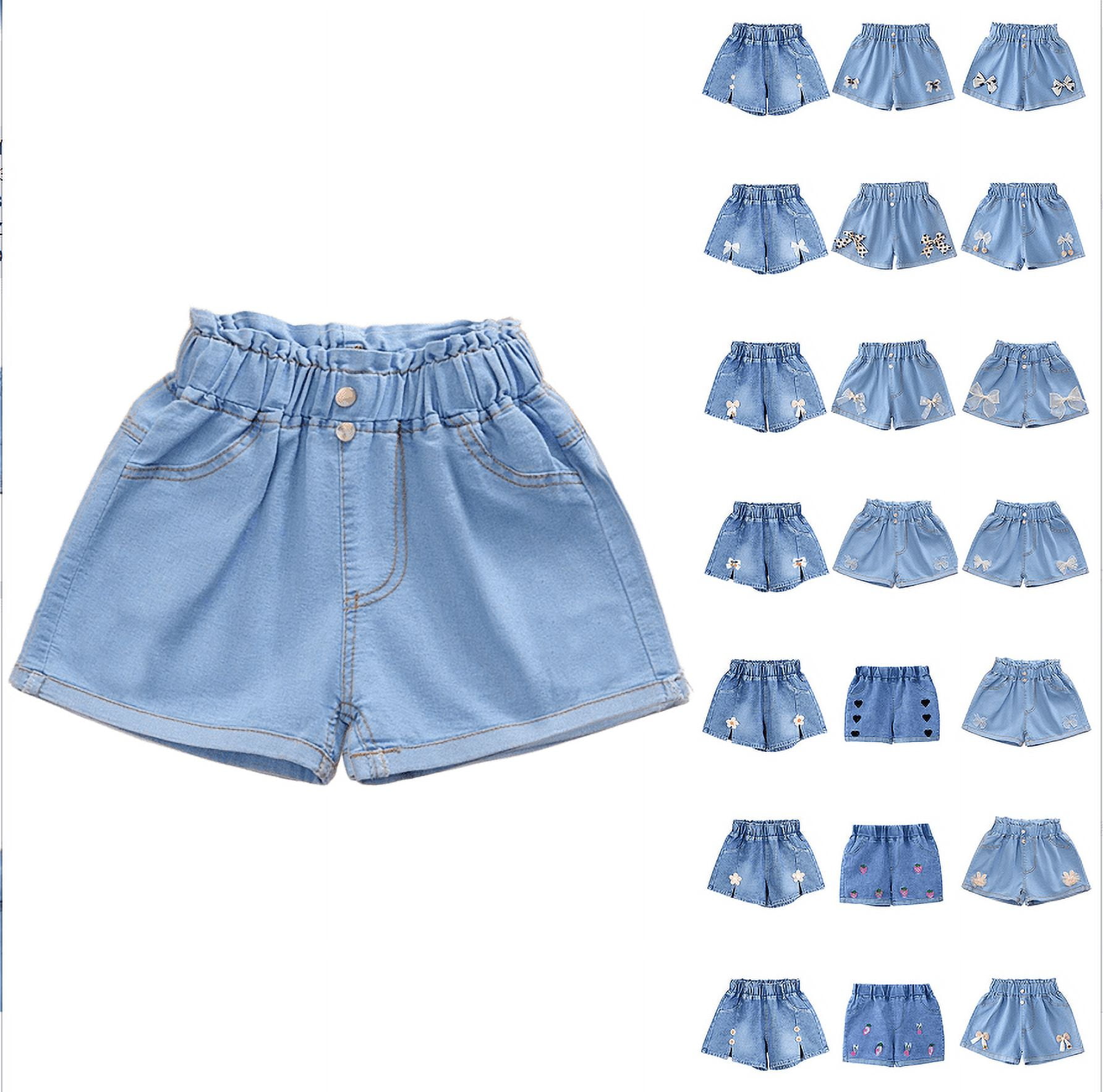 MKOSPLRT High Waist Jean Shorts for Girl 4-13 Years Baggy Wide Leg ...