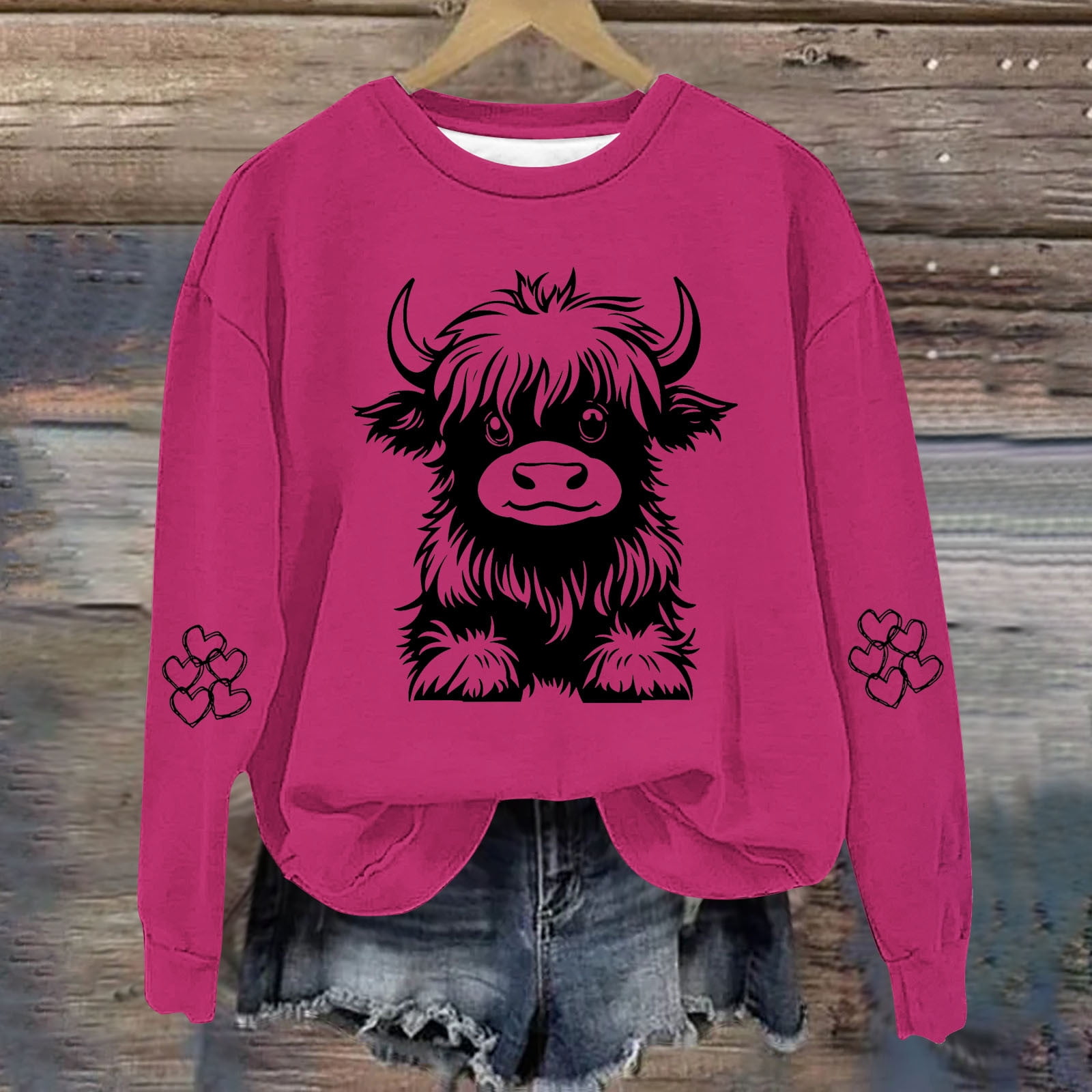 MKOSPLRT Highland Cow Shirts for Kid Long Sleeve Western Cow Print ...