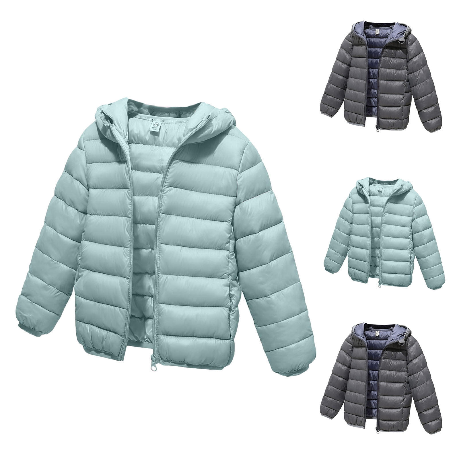 MKOSPLRT Hooded Puffer Jackets for Boys and Girls 4-12Y Long Sleeve ...