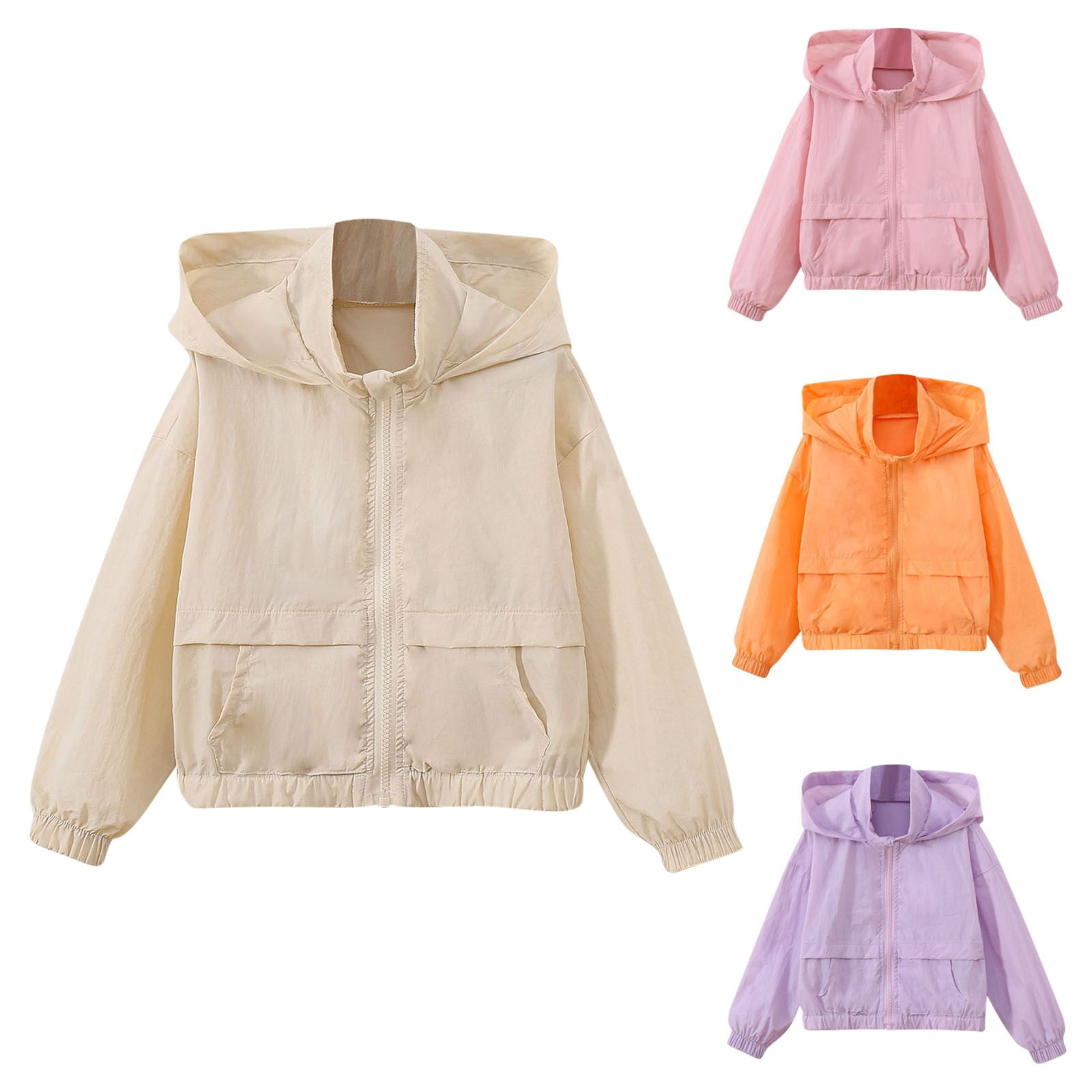 MKOSPLRT Kid's Zip Front Sun Hoodie 4-11 Years Girls Boys Rain Jacket ...