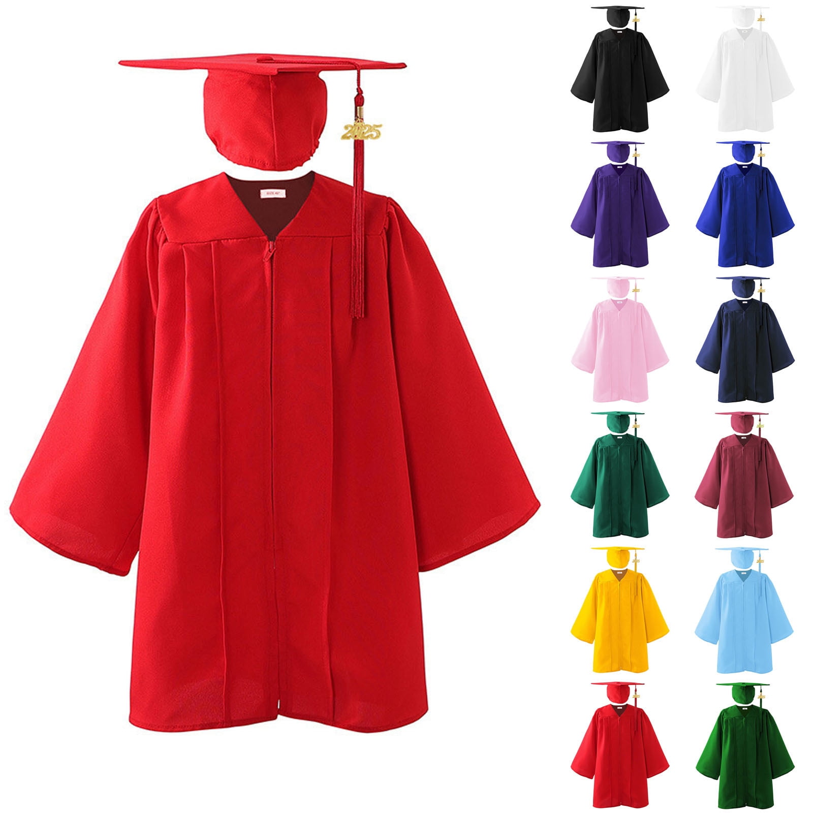 MKOSPLRT Kids Graduation Gown Set Shiny Long Sleeve Academic Robe with ...