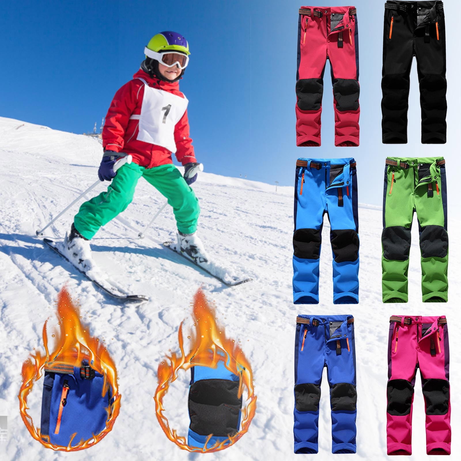 MKOSPLRT Kids' Waterproof Softshell Pants 5-14Y Windproof Thermal ...