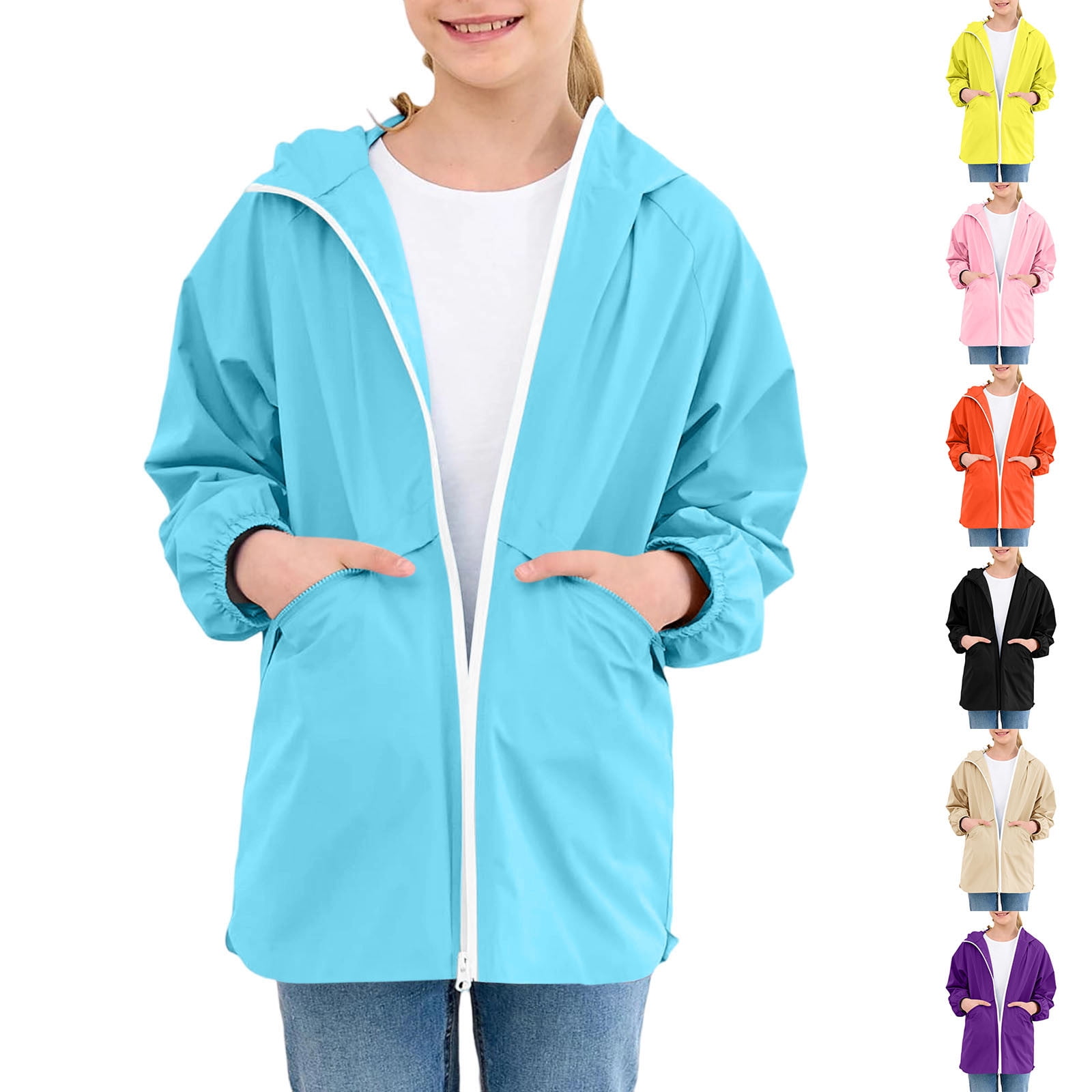 MKOSPLRT Rain Jacket Kids Waterproof with Hood Full Zip Lightweight ...