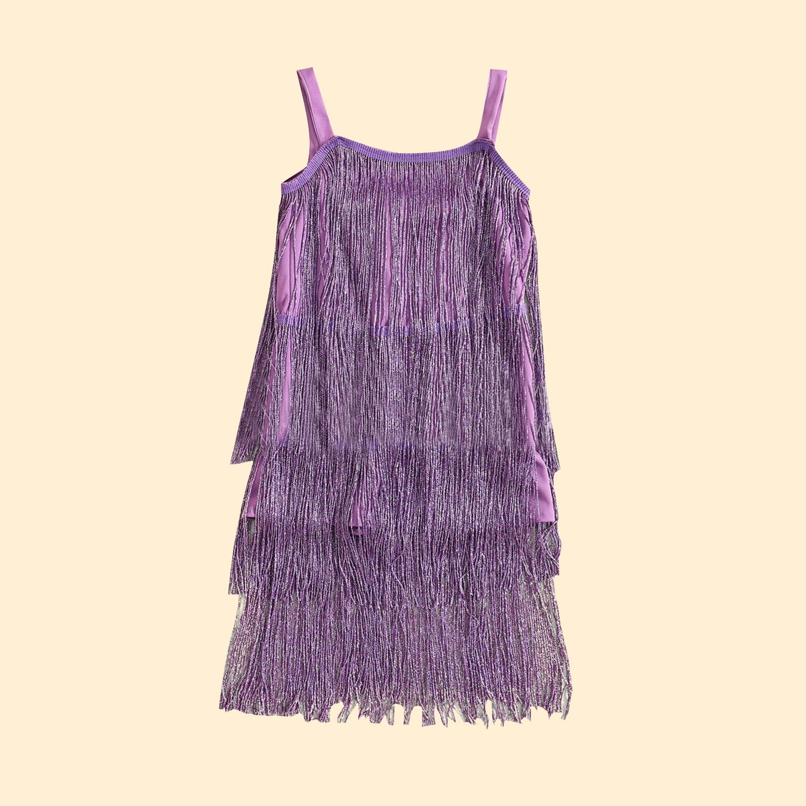 MKOSPLRT Sparkly Fringe Dresses for Girl Tassel Spaghetti Strap Dance ...