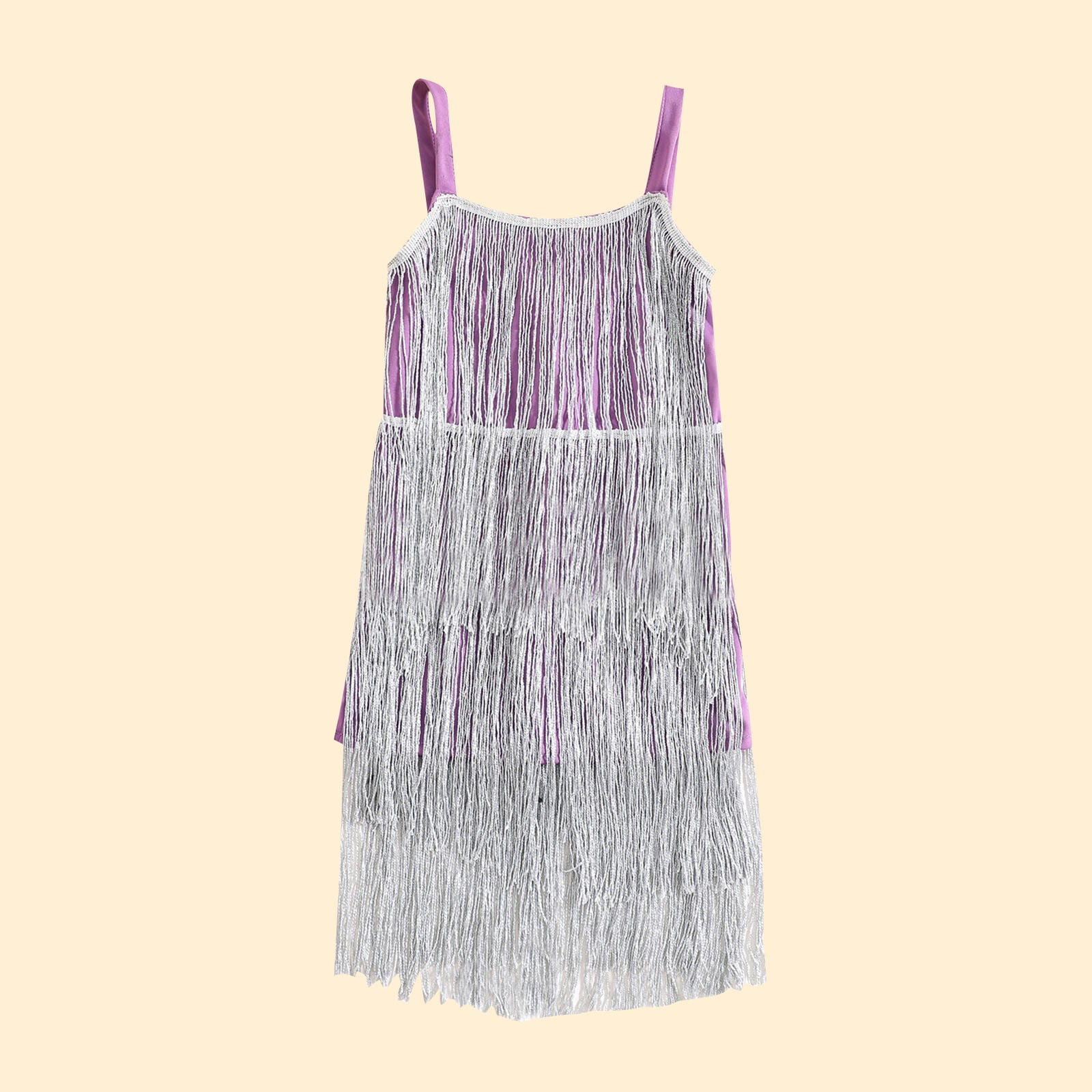 MKOSPLRT Sparkly Fringe Dresses for Girl Tassel Spaghetti Strap Dance ...