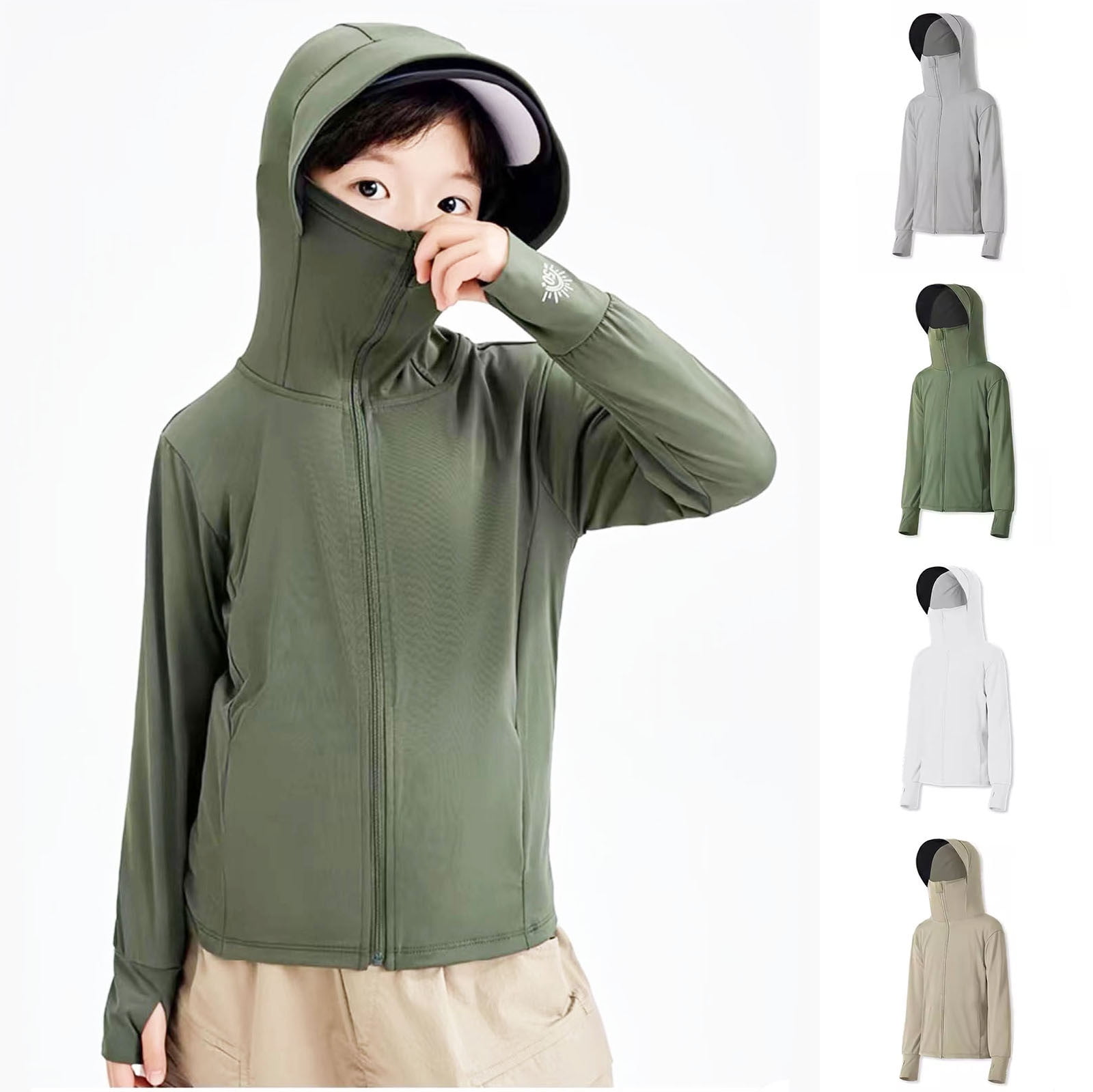 MKOSPLRT Sun Protection Hoodies for Kid Girls Boys Full Zip Long Sleeve ...
