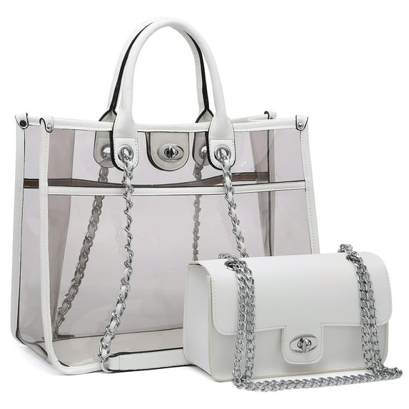 MKP Women Large Clear Tote PVC Purse Ladies Top Handle Shoulder Handbag ...