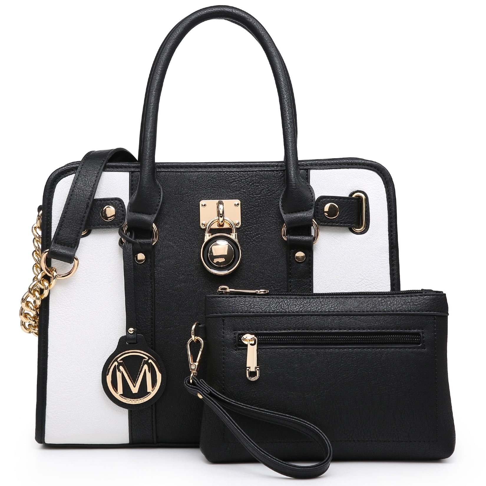 MKP Vegan Leather Women's Two-tone Satchel Handbags with Wallet 2pcs ...