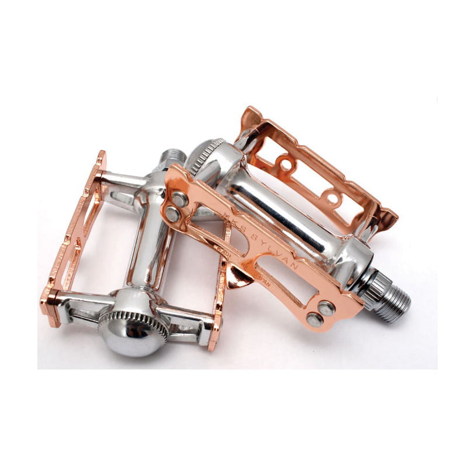 MKS Sylvan Road Bicycle Track Platform Pedals // 9/16" // Silver/Copper ...