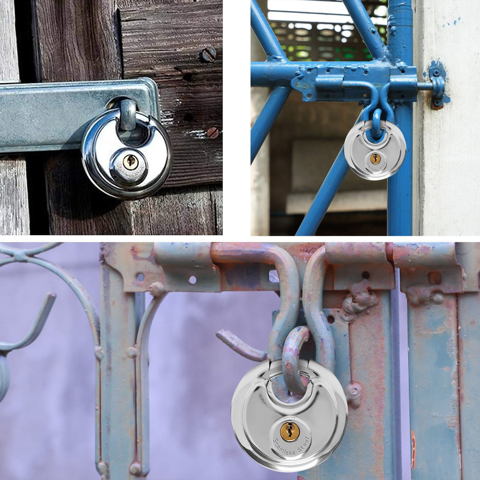 MKSJFdge Heavy Duty Disc Padlock Shack Gate Lock Round Circle Steel ...