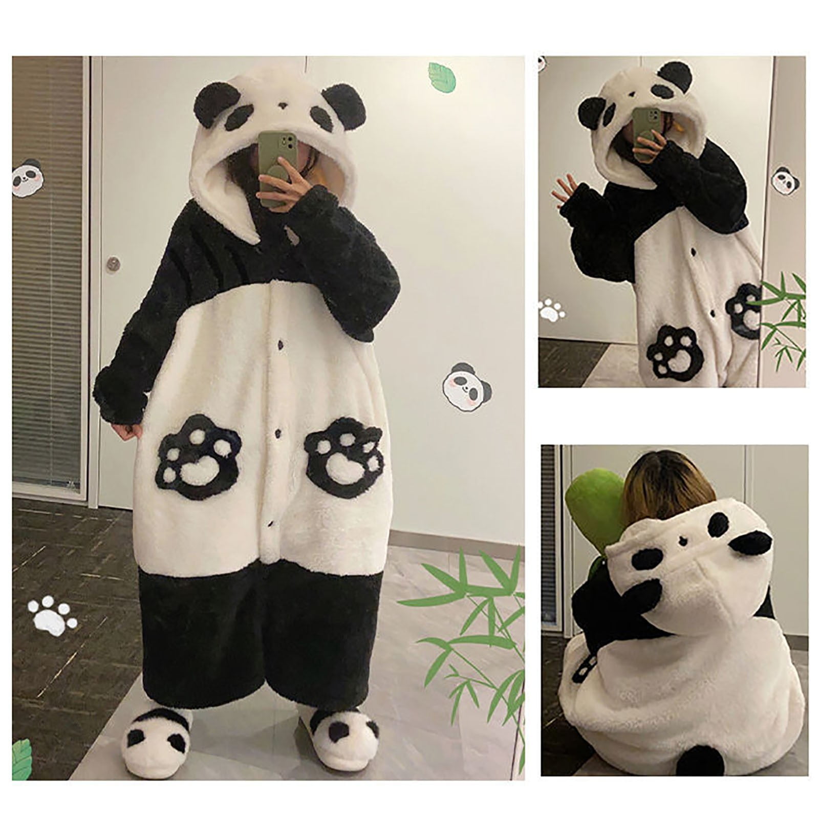 MKndvns Adults Winter Coral Velvet Hooded Robe Loungewear Cartoon ...