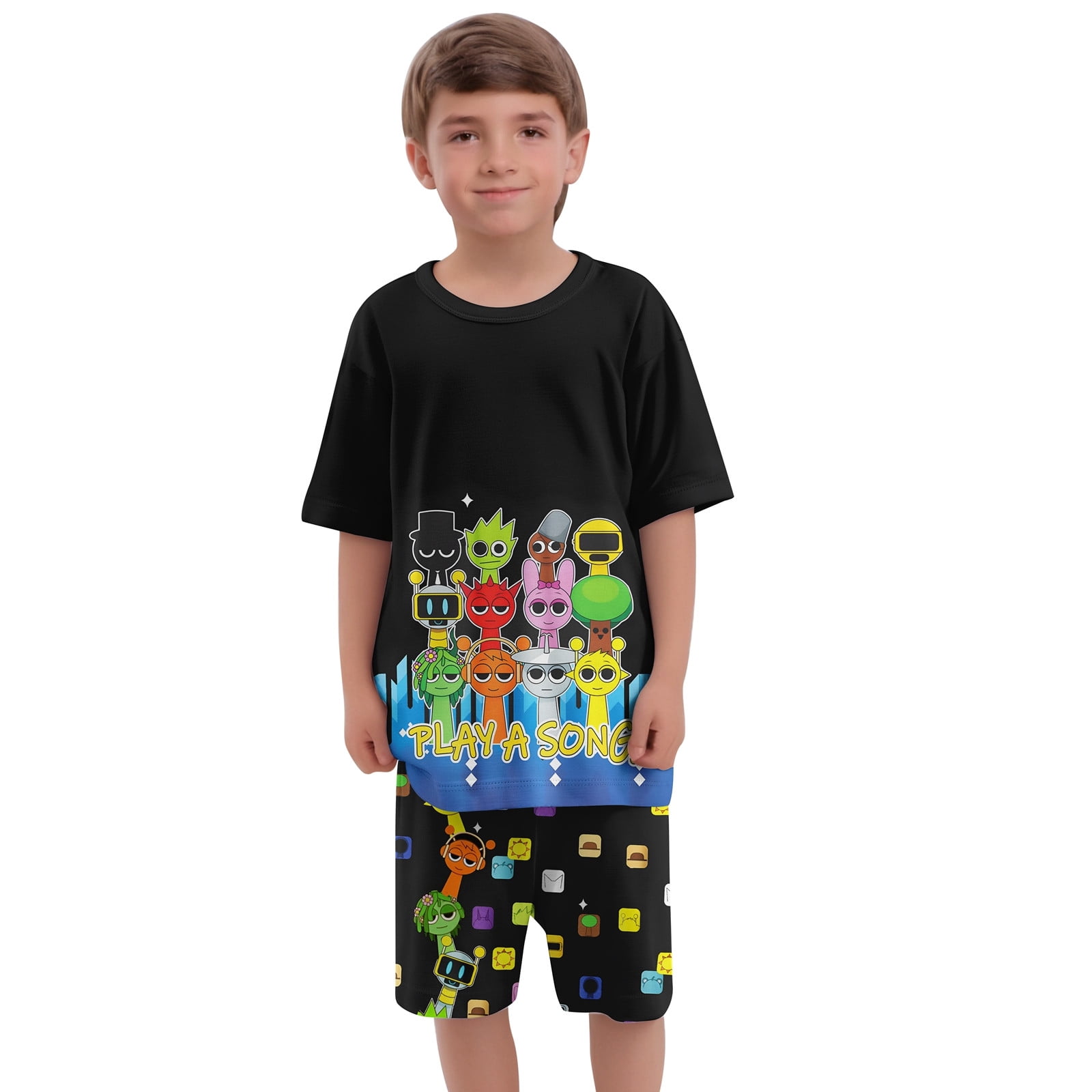 MKndvns Boys Outfits Sprunki Clothes Set Kids Boys Girls Personality ...