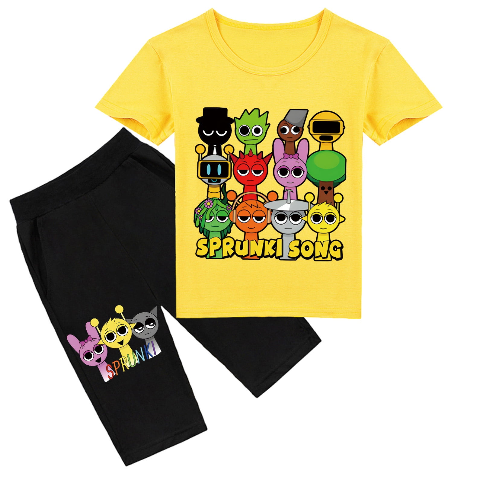 MKndvns Boys Outfits Sprunki Clothes Set Sprunki Novelty Short Sleeve ...