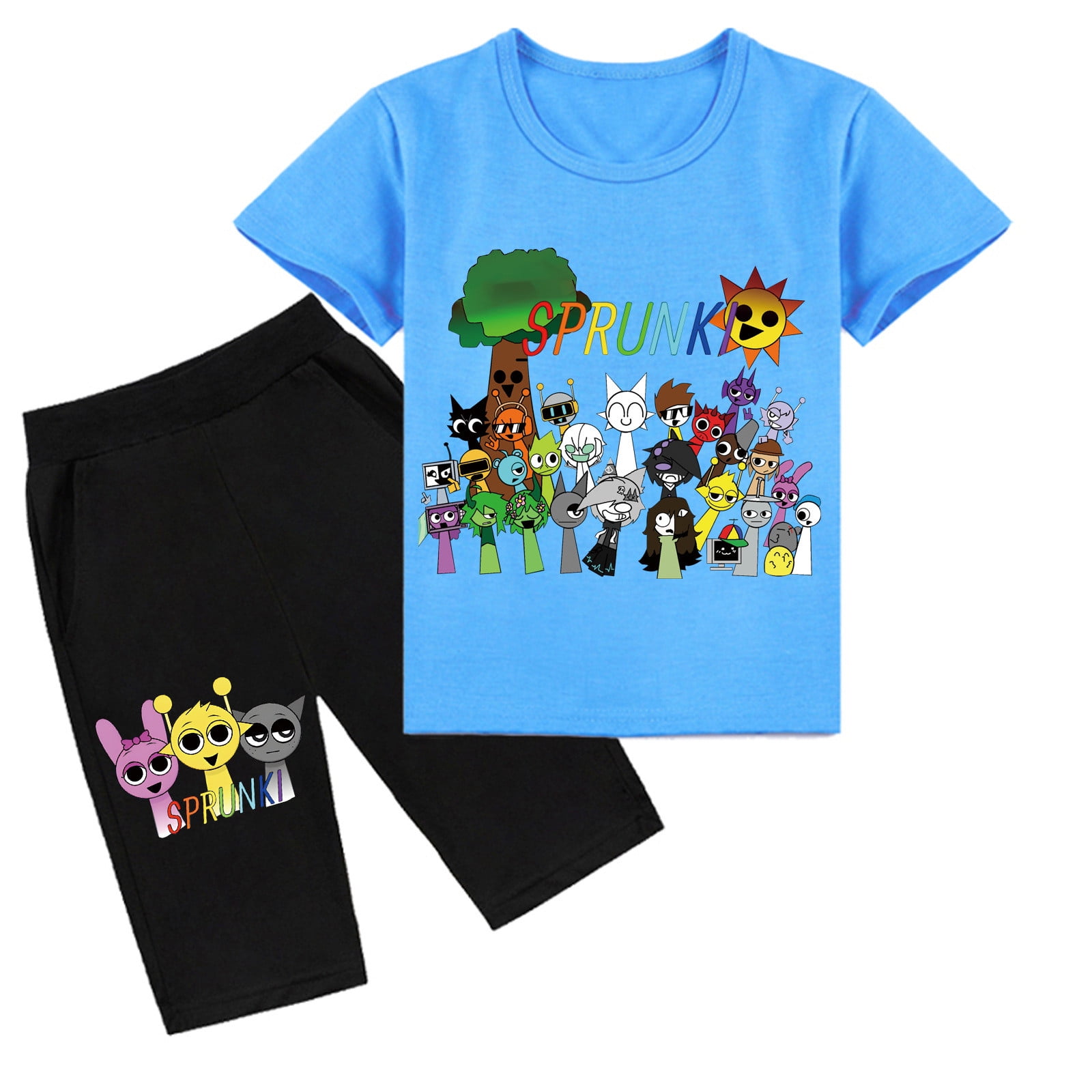 MKndvns Boys Outfits Sprunki Clothes Set Sprunki Novelty Short Sleeve ...