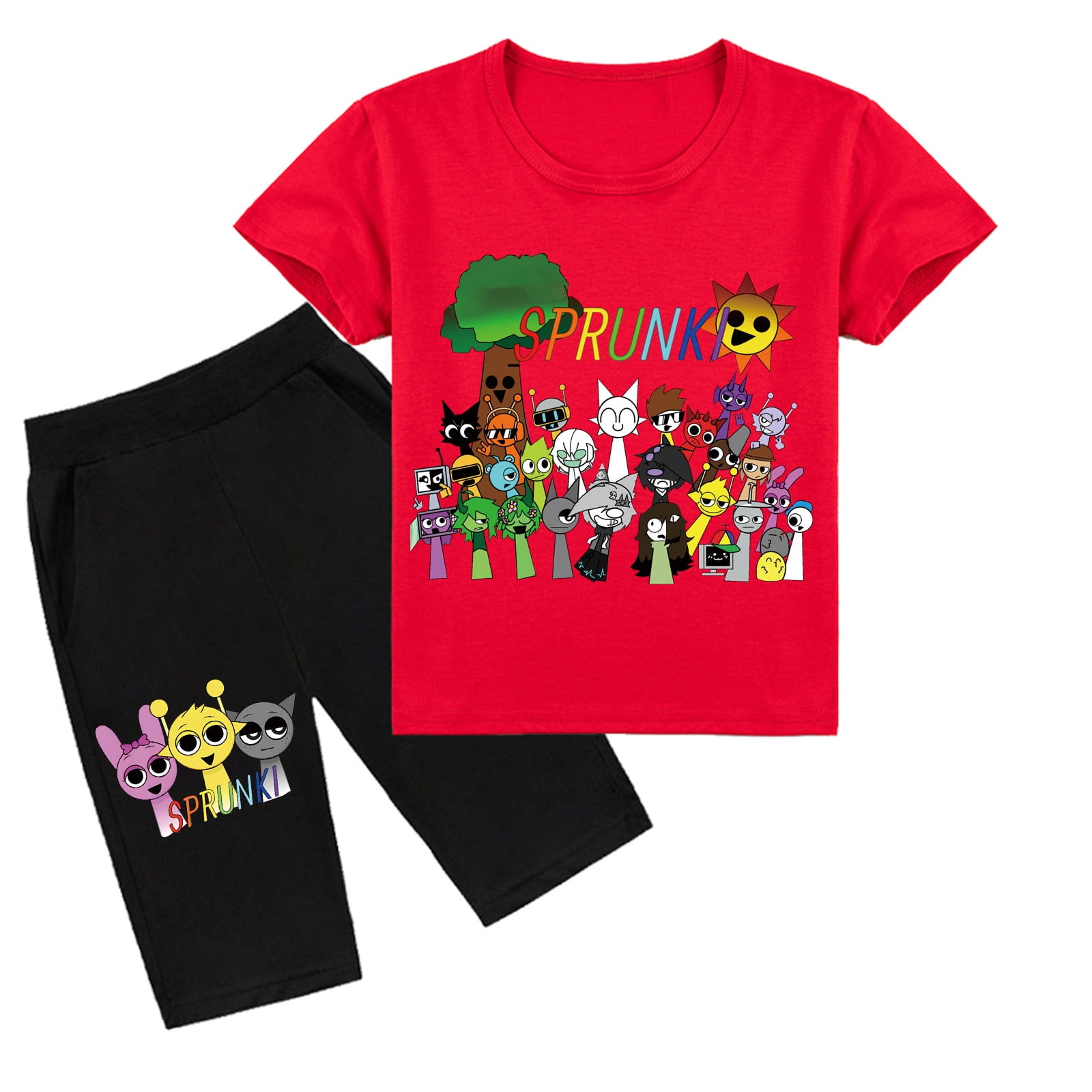 MKndvns Boys Outfits Sprunki Clothes Set Sprunki Novelty Short Sleeve ...