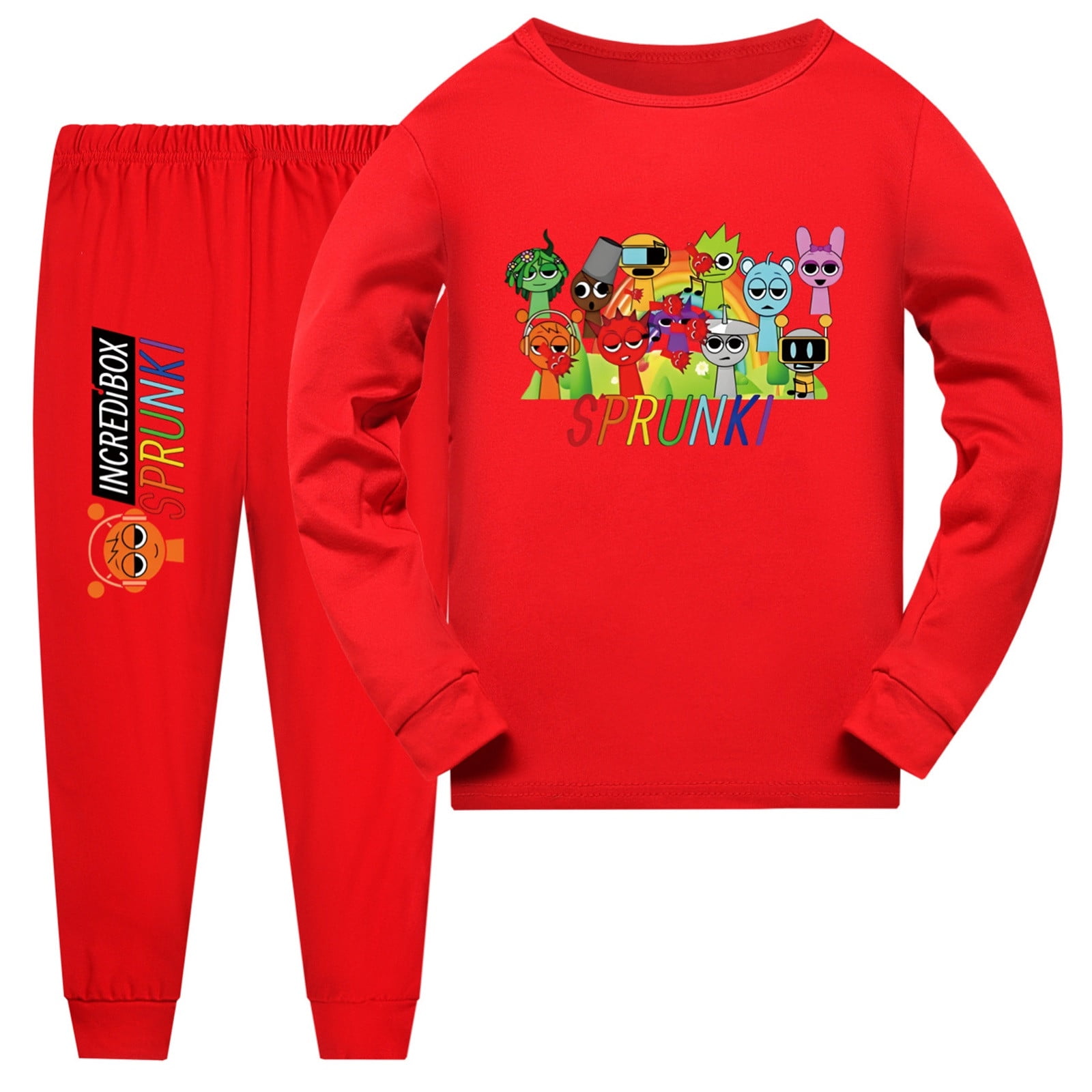MKndvns Boys Sprunki Clothes Music Game Shirt And Jogger Pant Long ...