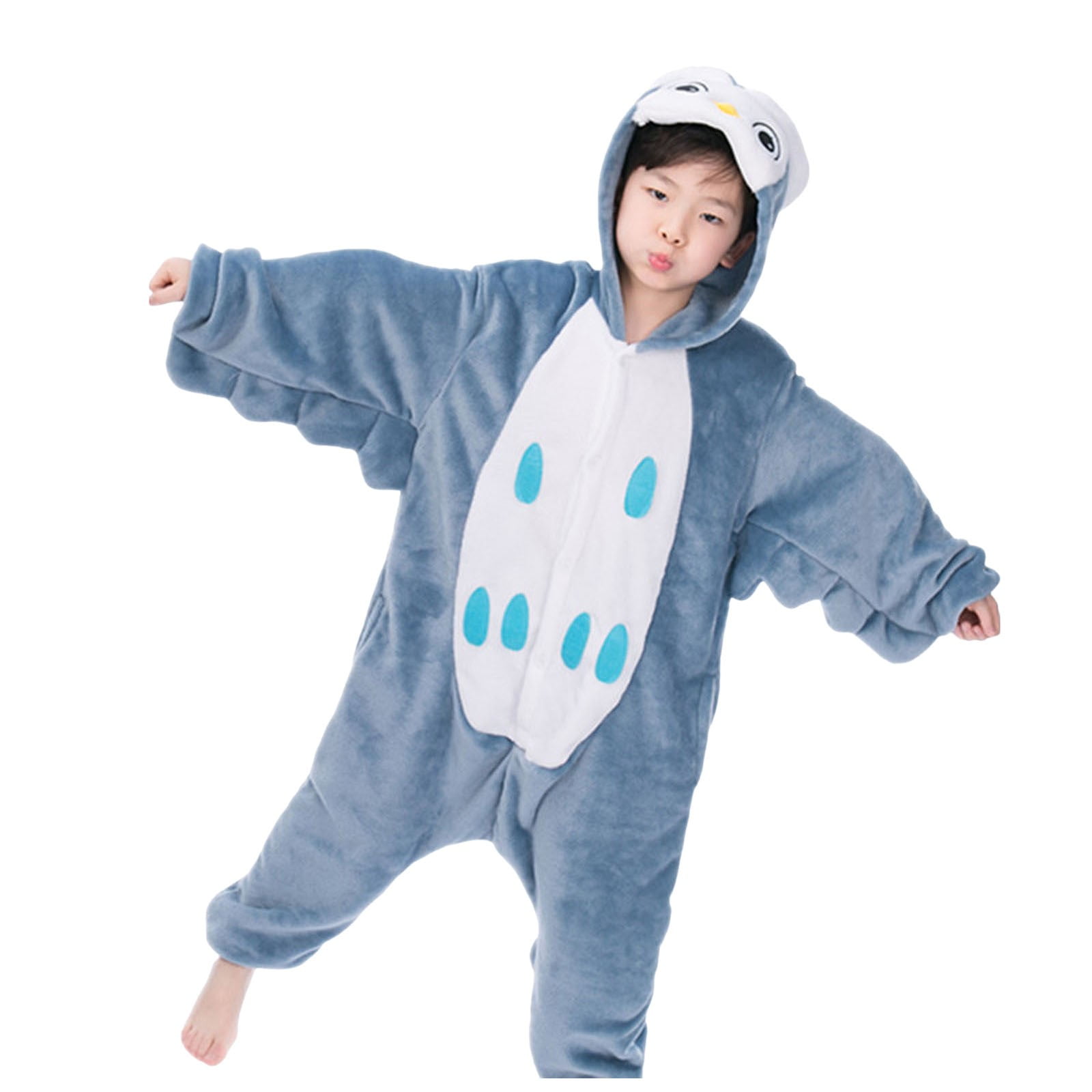 MKndvns Children Cartoon Animals Conjoined Pajamas 2025 NEW Light Blue ...