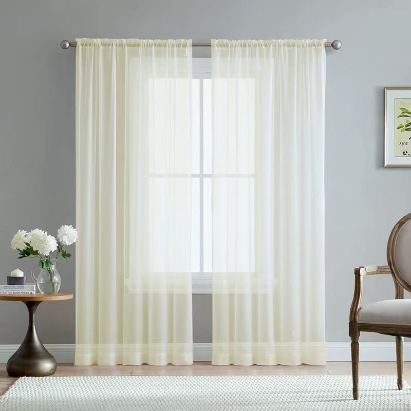 ML 1 Panel High Quality Sheer Semi Transparent Chiffon White Bedroom ...