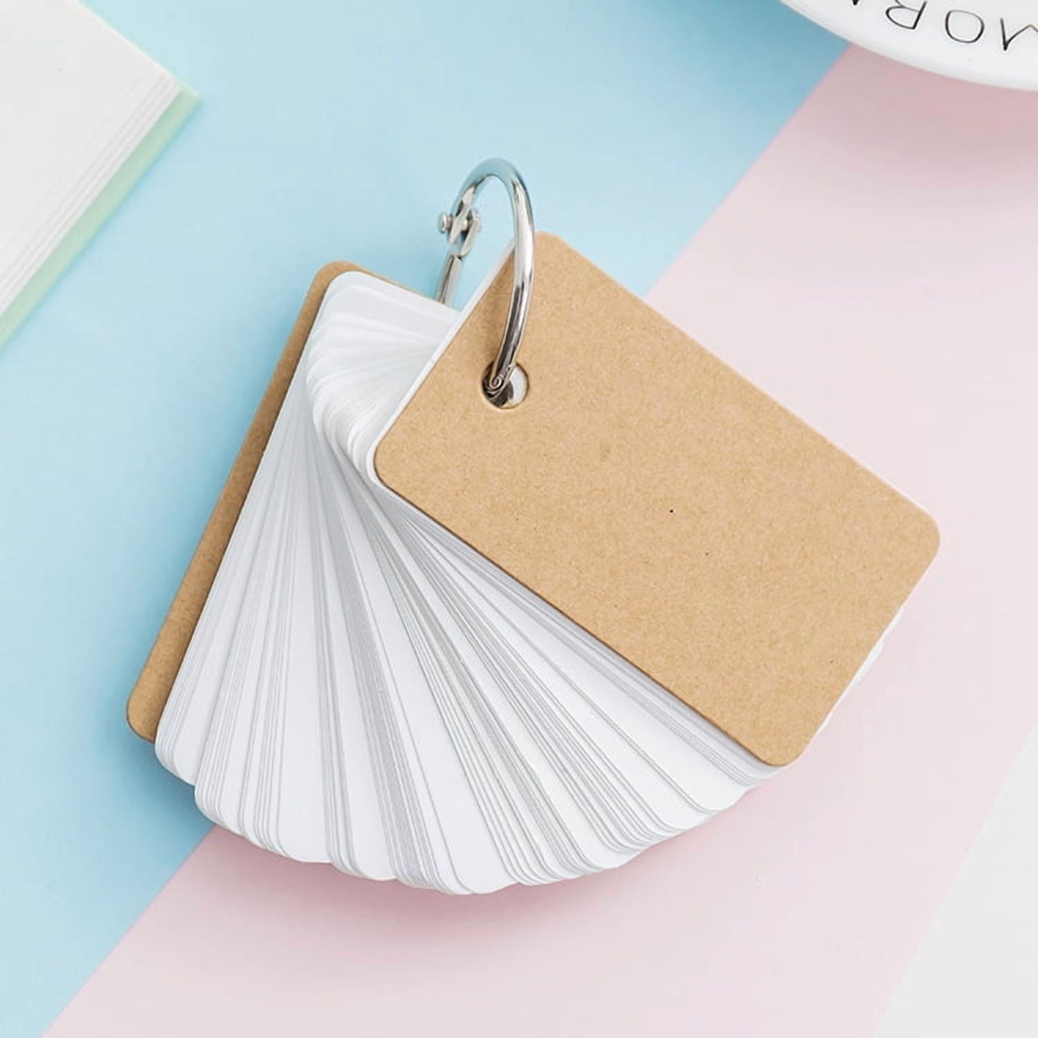 ML 100 Sheets Kraft Paper Blank Flashcards with Binder Rings Spiral ...