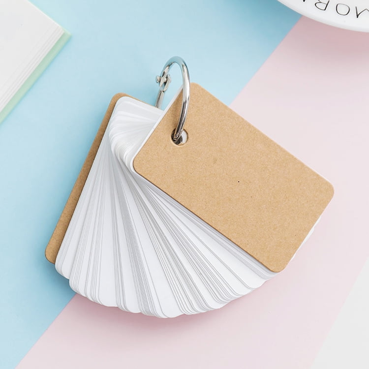 ML 100 Sheets Kraft Paper Blank Flashcards with Binder Rings Spiral ...