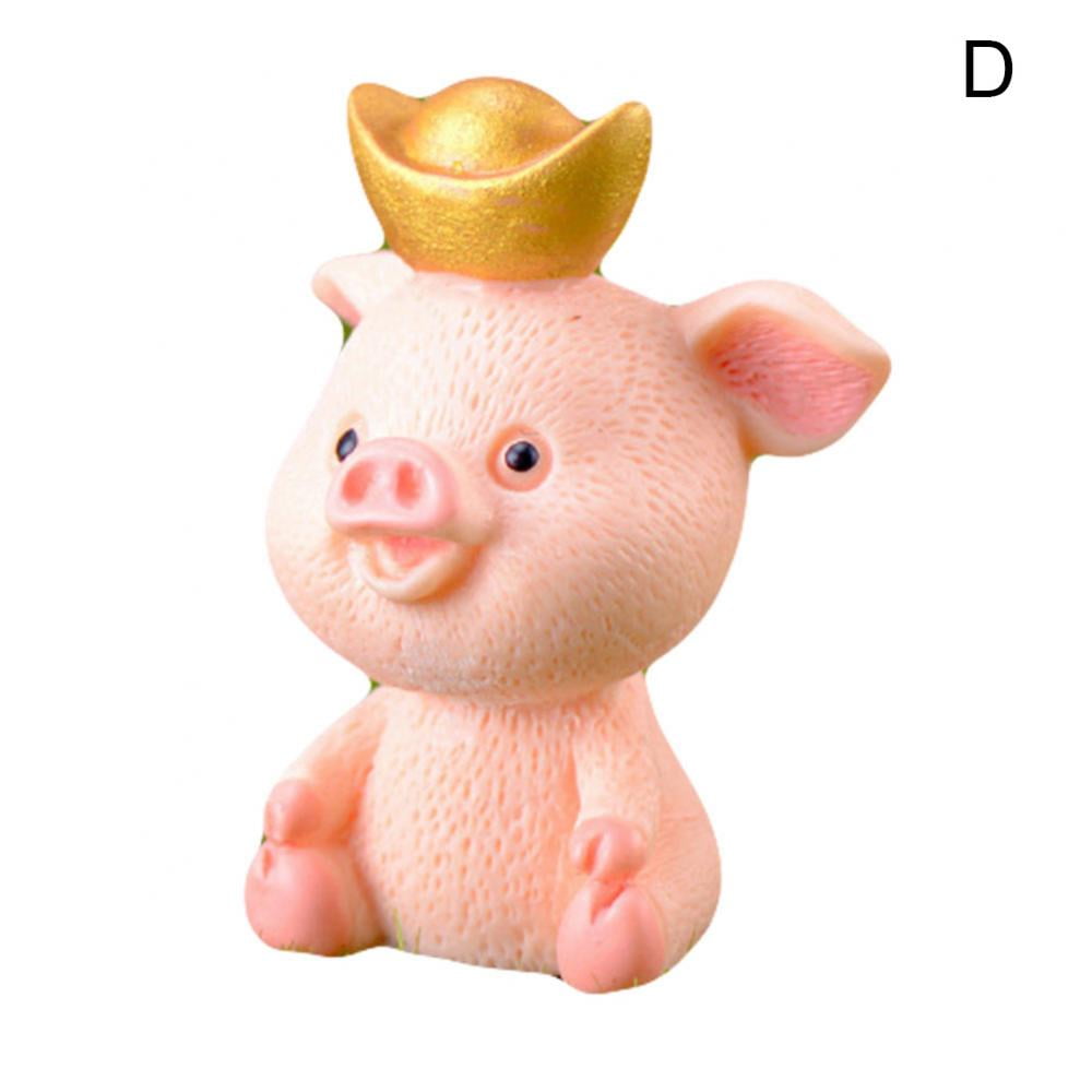 ML 3-4cm Resin Lucky Pig Figurine Money Piggy Statue DIY Miniature ...