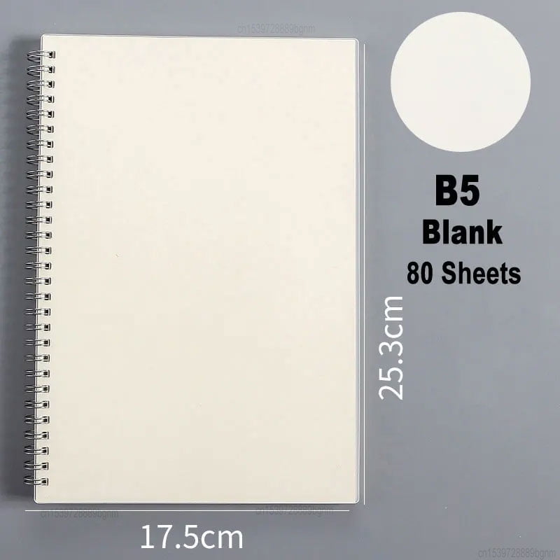ML 80 Sheets Spiral Coil Notebook A5 B5 Binder Planner Transparent ...