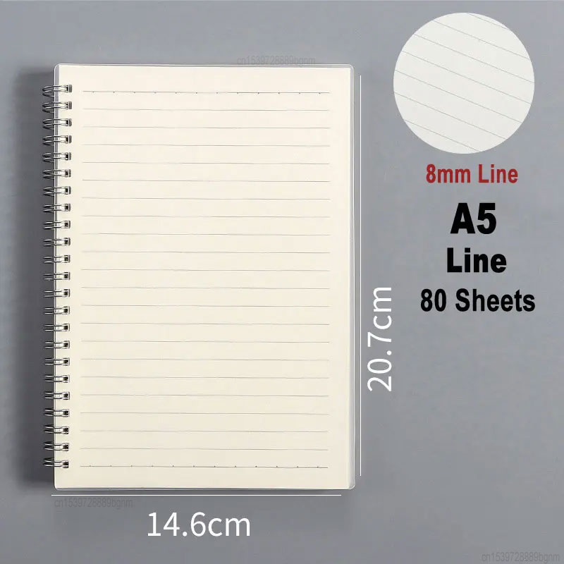 ML 80 Sheets Spiral Coil Notebook A5 B5 Binder Planner Transparent ...