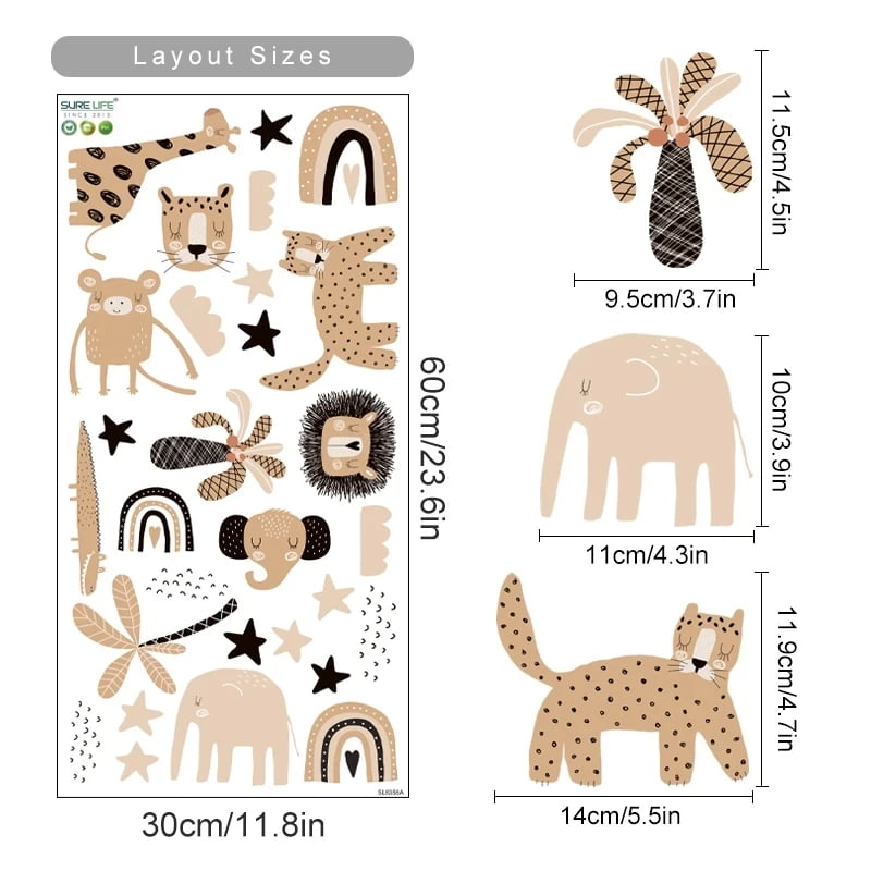 ML Cartoon Cute Animals Elephant Wall Stickers for Nursery Room Decor ...