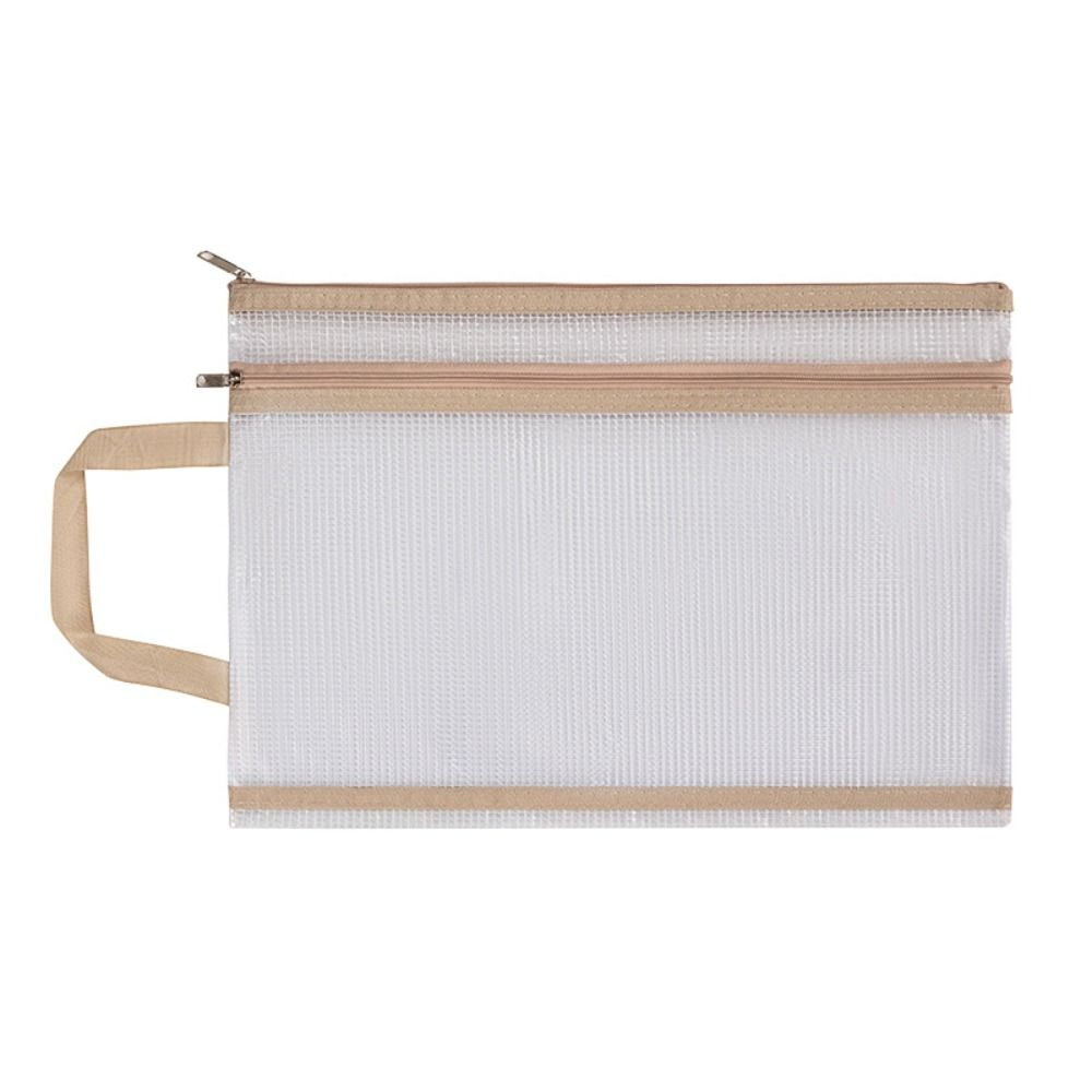 ML Double-layer Mesh Zipper Bag Waterproof PVC A4 File Folder Bag ...
